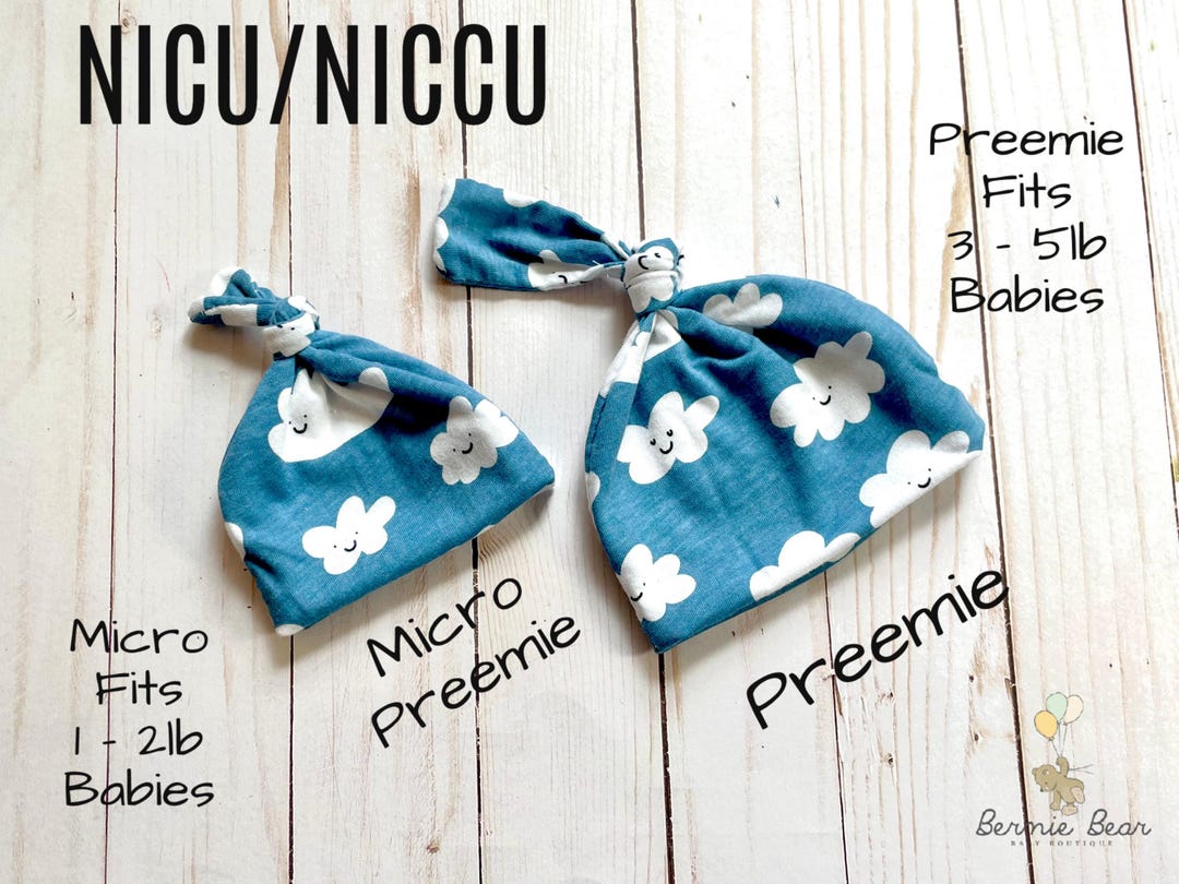 NICU Happy Clouds Micro Preemie Knotted Hat | NICU Micro Preemie Hat ...