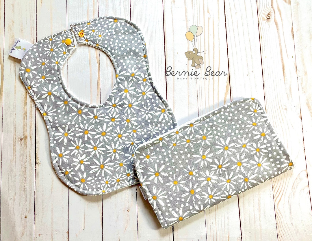 Daisy Baby Bib Daisy Burp Cloth Floral Drool Bib Floral Bib & Burp ...