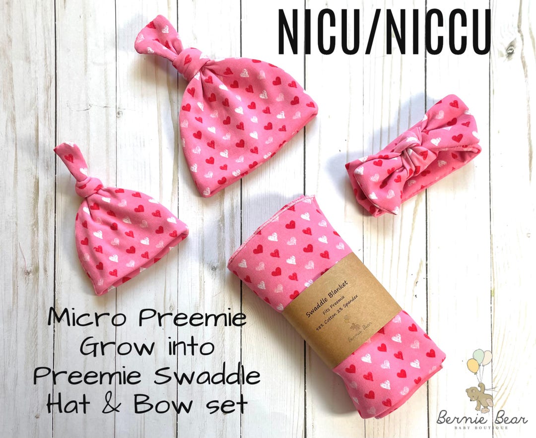 NICU/NICCU Micro Preemie Valentine Swaddle Blanket Set | NICU Hats ...