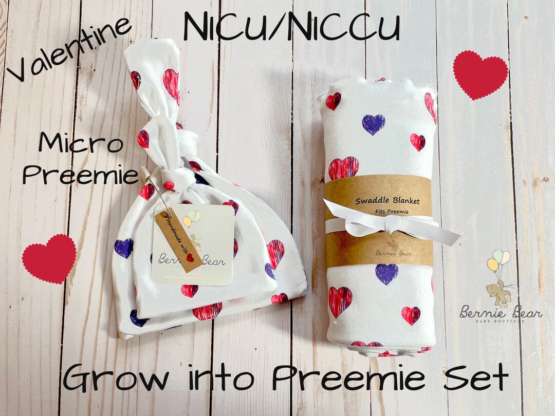 Heart Micro Preemie & Preemie Set | Heart Preemie Knotted Hat | NICU ...