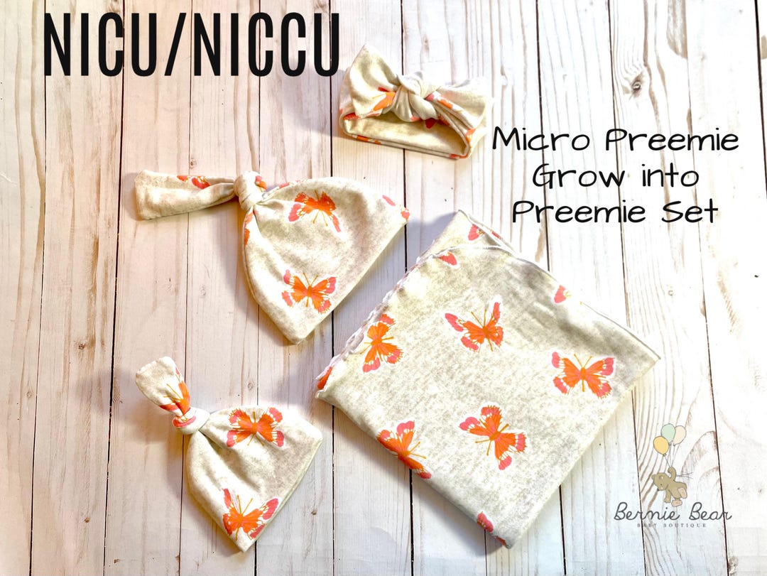 Micro Preemie Grow Into Preemie Swaddle Set | Preemie Hat | NICU Micro ...