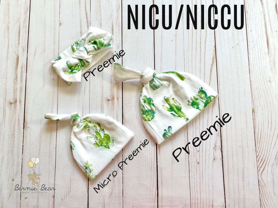 Micro Preemie & Preemie Hats and Headband Bow | Cactus Knotted Preemie ...