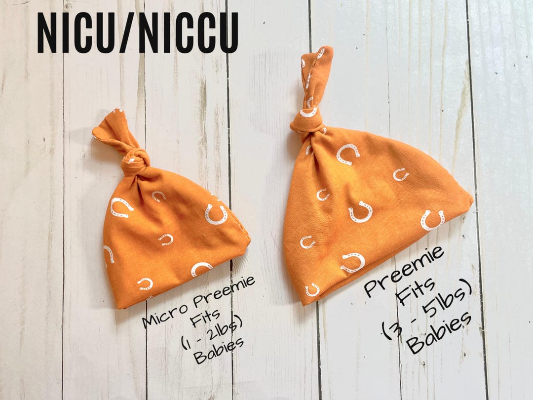 NICU Orange Horseshoe Micro Preemie Knotted Hat | Micro Preemie Hats ...