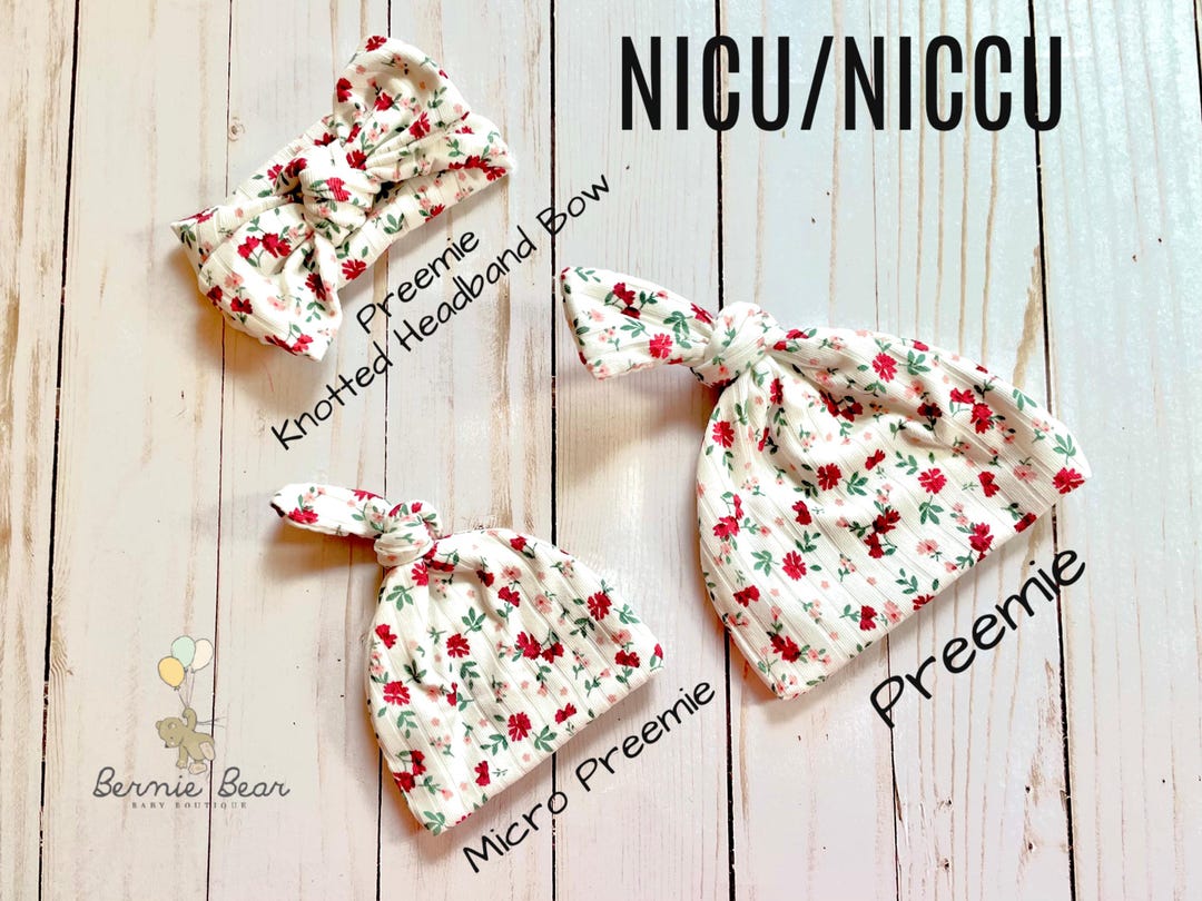 NICU Floral Knotted Micro Preemie Hat | NICU Preemie Hat | Micro ...