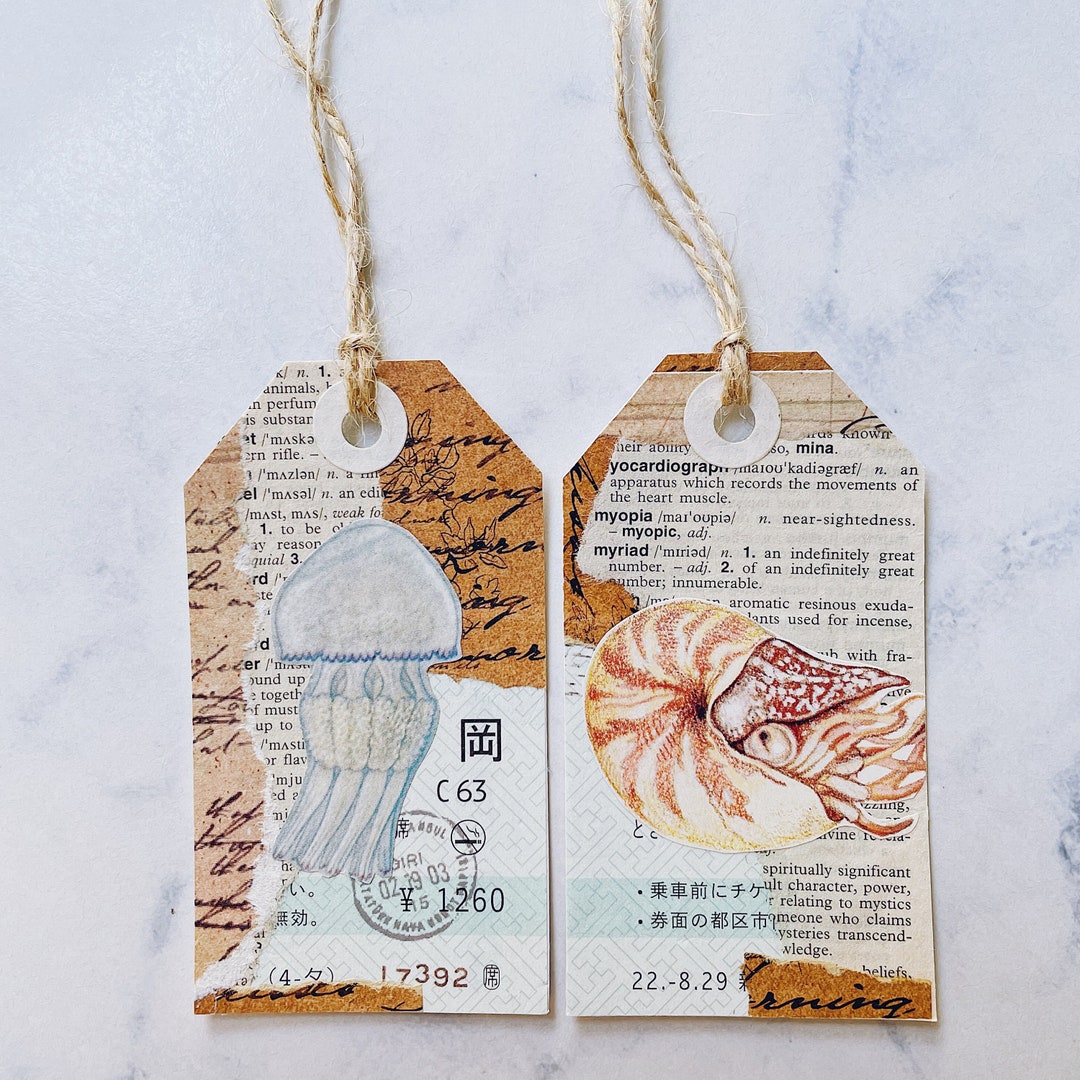 Set of Original Handmade Collage Gift Tags ocean Australian Made - Etsy