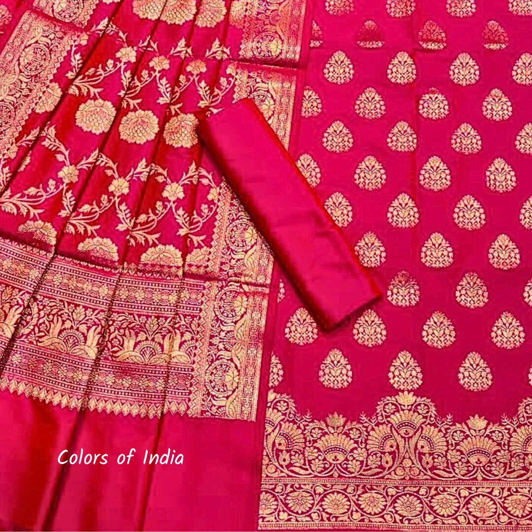 Punjabi Bridal Suit Maroon Color | Unstitched Wedding Suit With Heavy ...