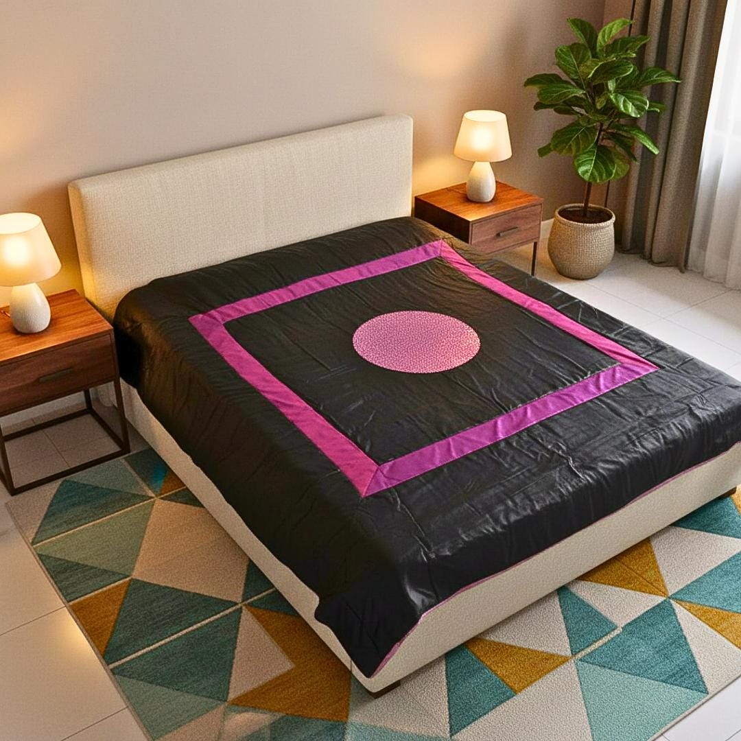 Black Handmade Patchwork Quilt – Queen Size Modern Comforter Blanket - Etsy
