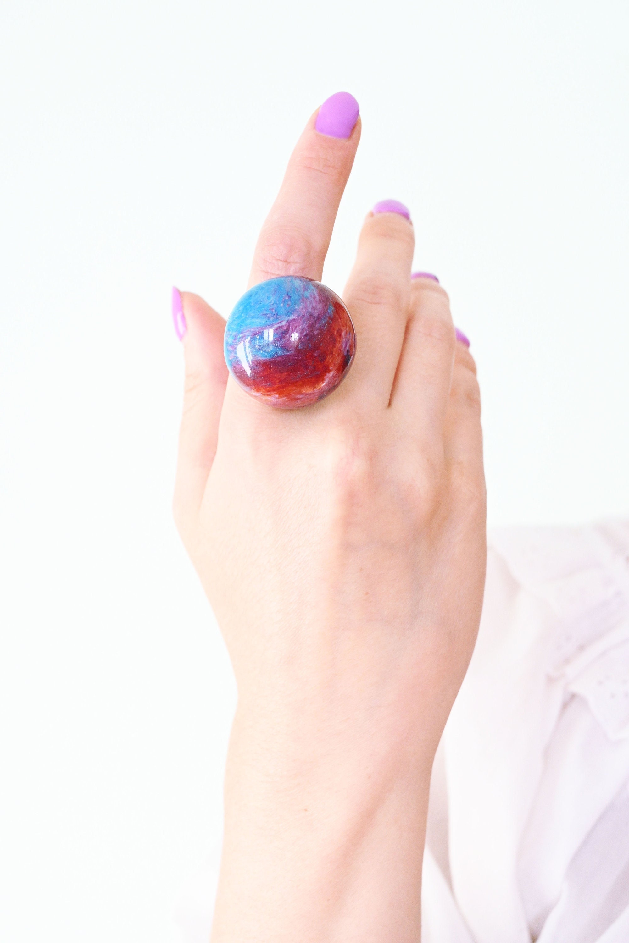 Bold Galaxy/universe/space Cocktail Ring - Etsy