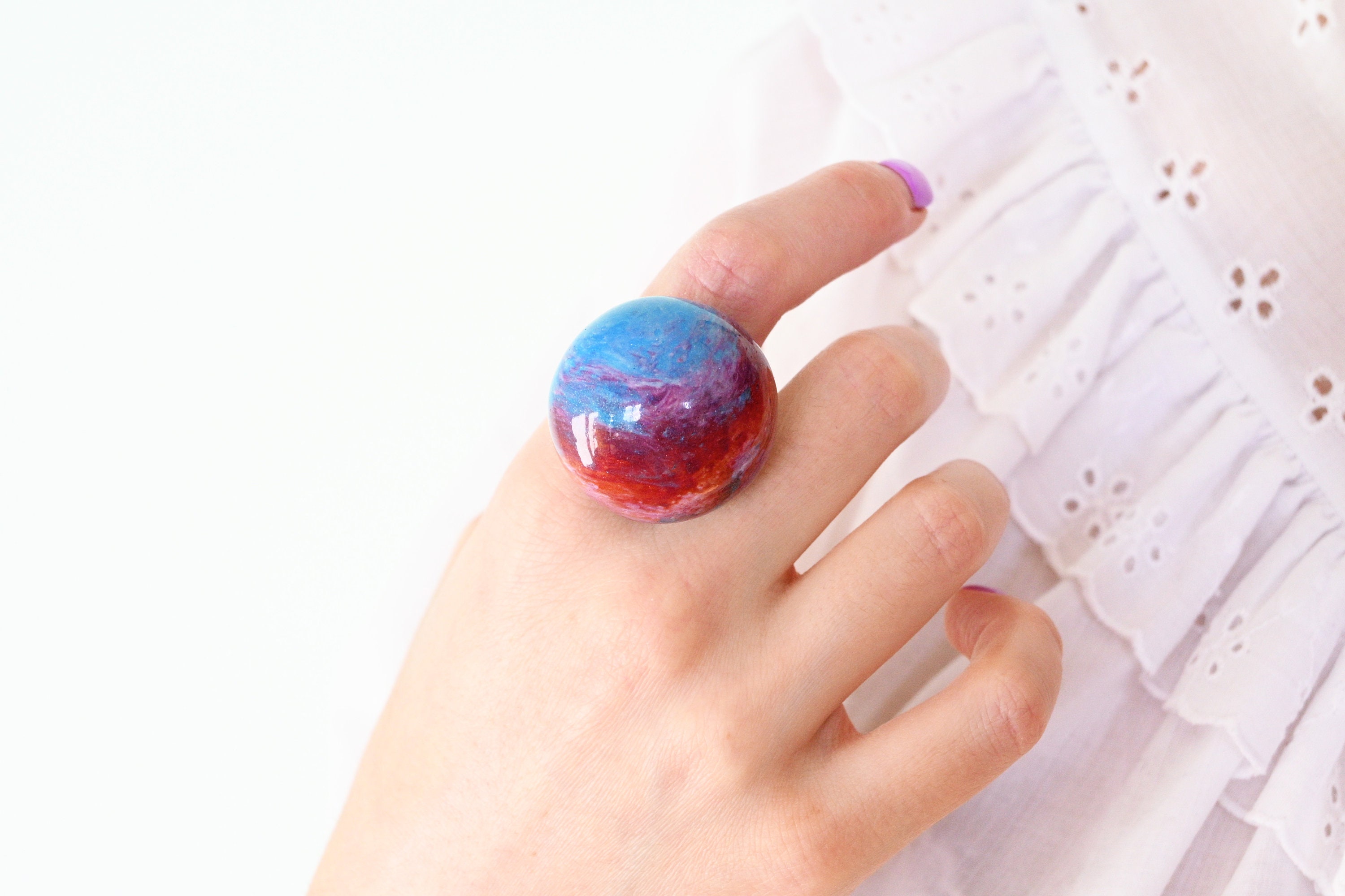 Bold Galaxy/universe/space Cocktail Ring - Etsy