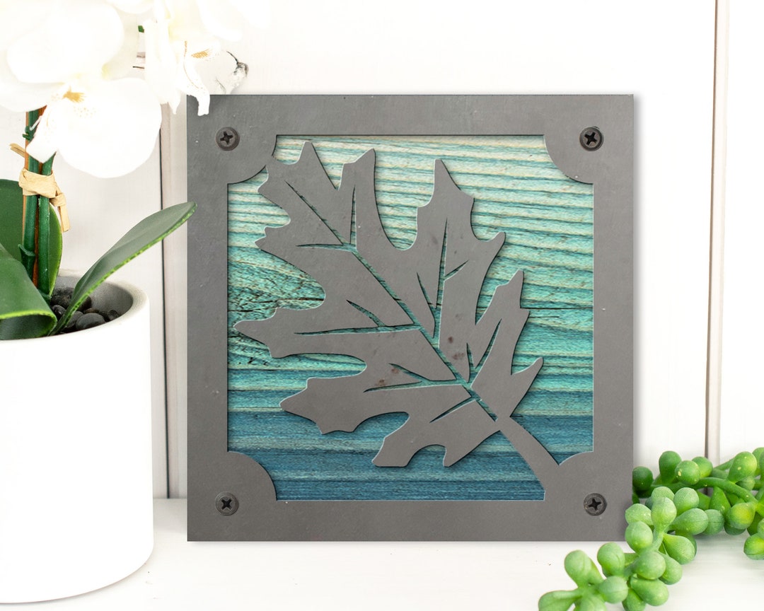 Rustic Oak Leaf Wall Hanging: Wood & Metal Farmhouse Decor - Etsy