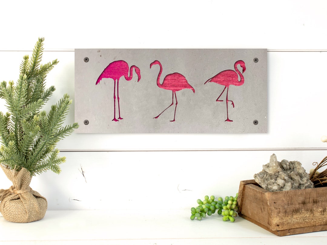 Three Flamingos Home Decor, Metal Birds, Bird Deco, Coastal Decor - Etsy