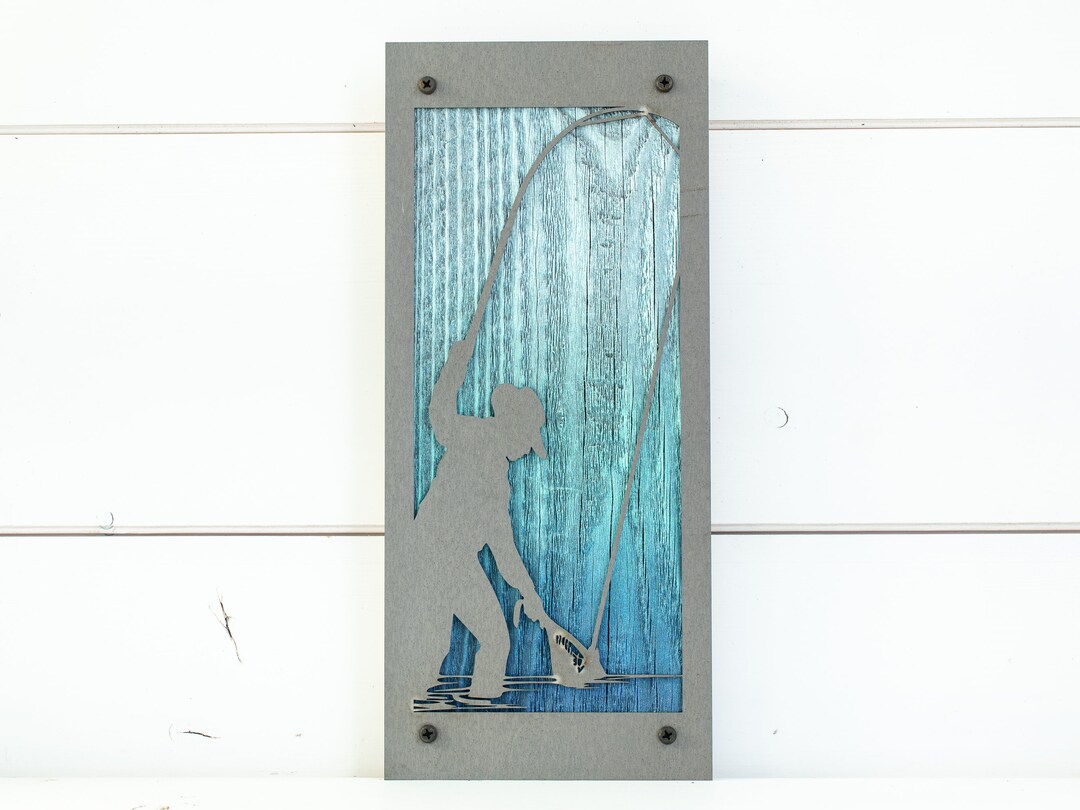 Fly Fisherman Metal and Art Wall Decor Rustic Wall Decor - Etsy