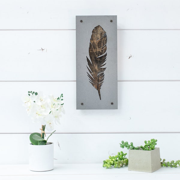 Feather and Wood Wall Decor - Etsy