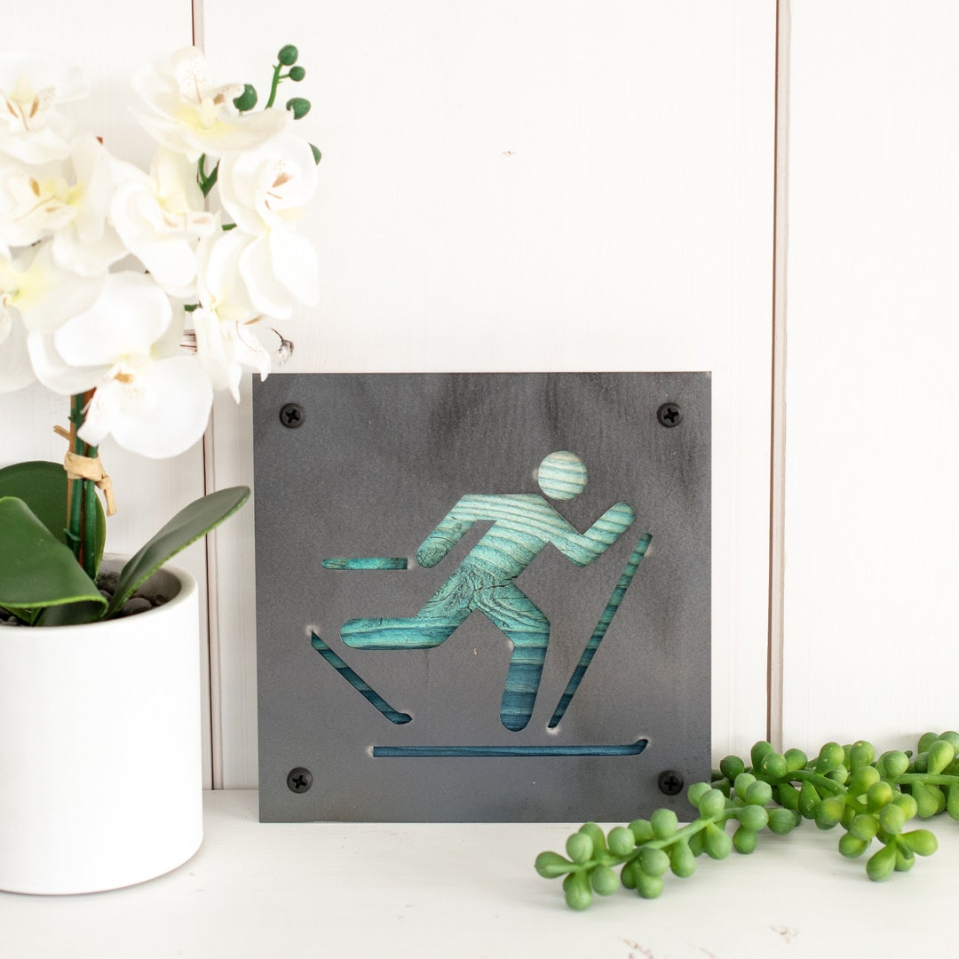 Cross Country Skier Metal and Wood Wall Decor, XC Ski - Etsy