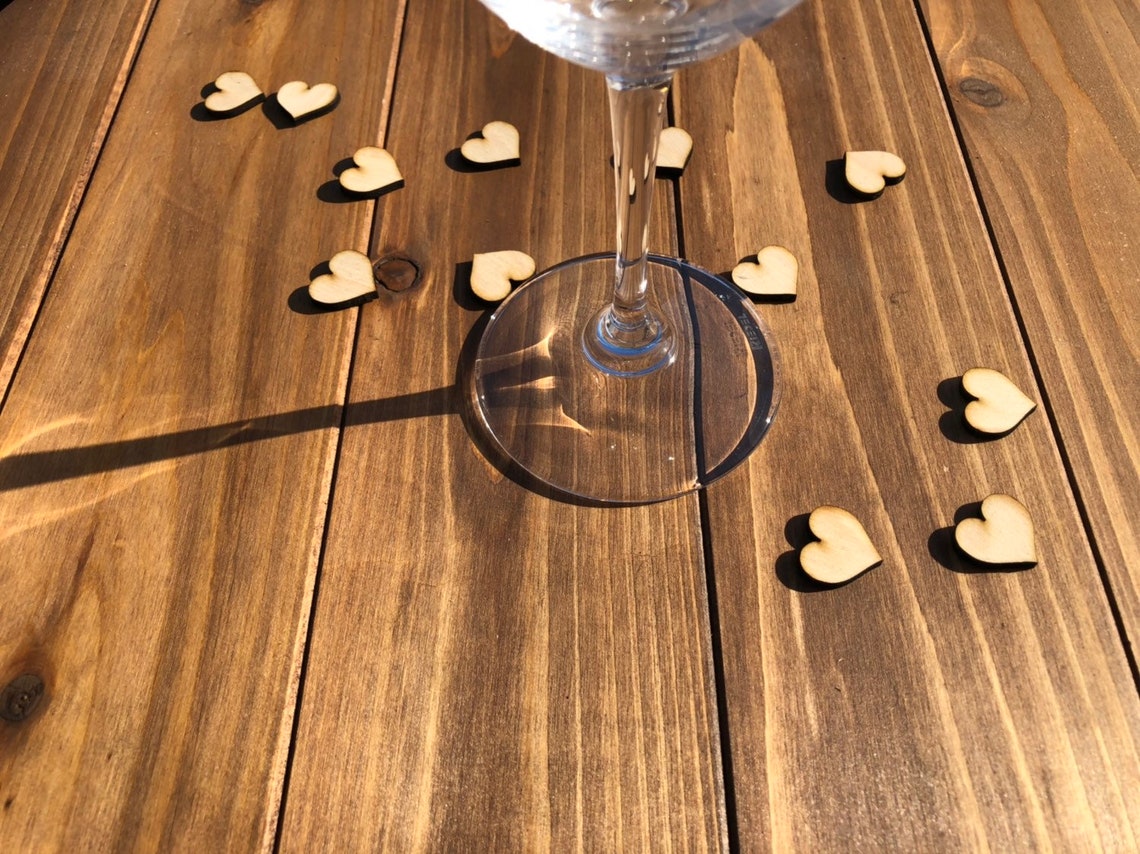 Heart Confetti Table Confetti Hearts Wood Heart Confetti | Etsy