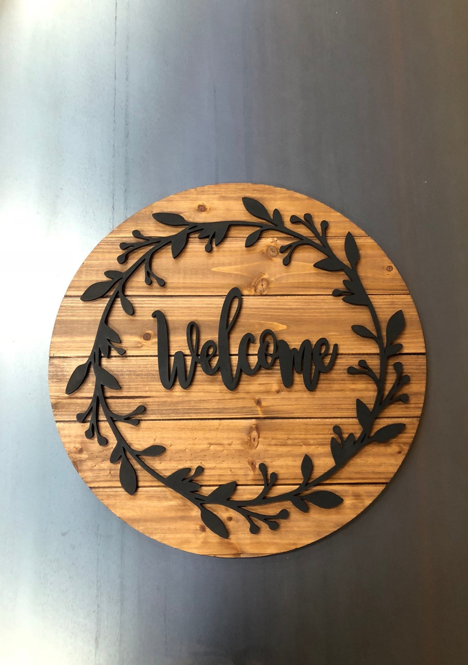 Wood Circle Welcome Sign Farmhouse Decor House Warming Gift | Etsy
