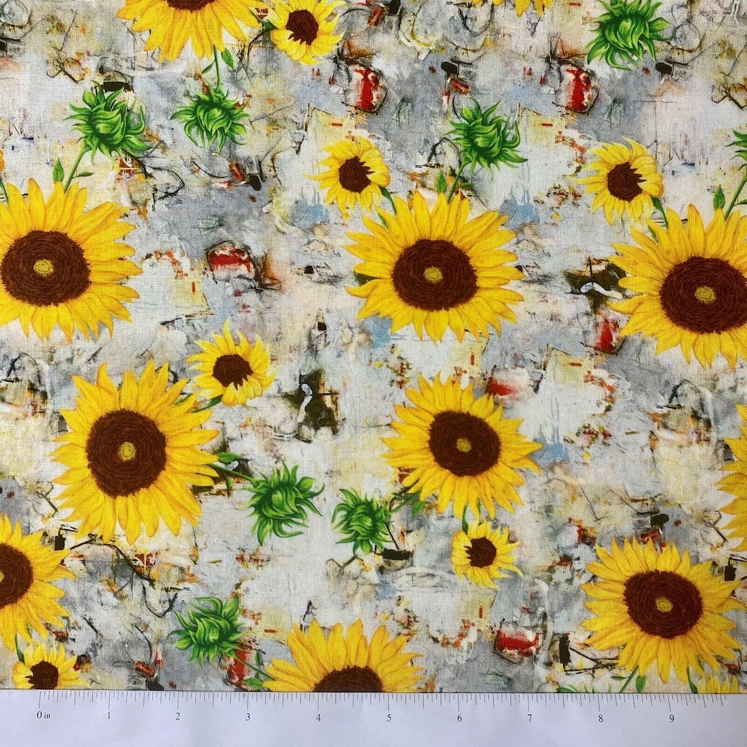 1/2 Yard Sunflower Garden Sunflowers Floral Nursery Sewing Quilting ...