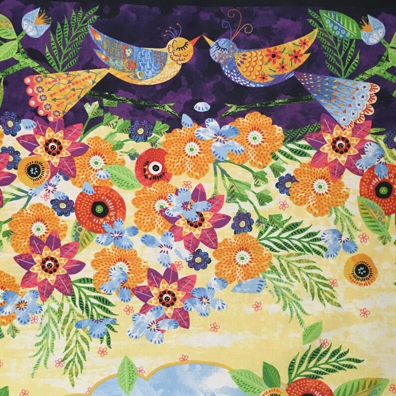 Modern Birds Floral Bird Fabric Animal Fabric Studio E Fabric Novelty ...