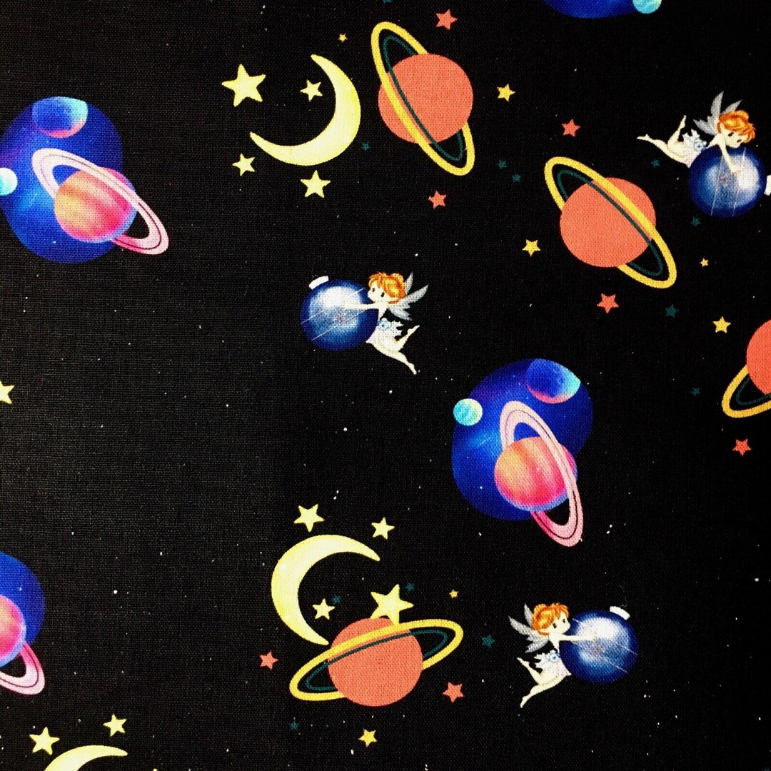 Space Galaxy Star Moon Fairy Nursery Craft Sewing Quilting Fabric ...