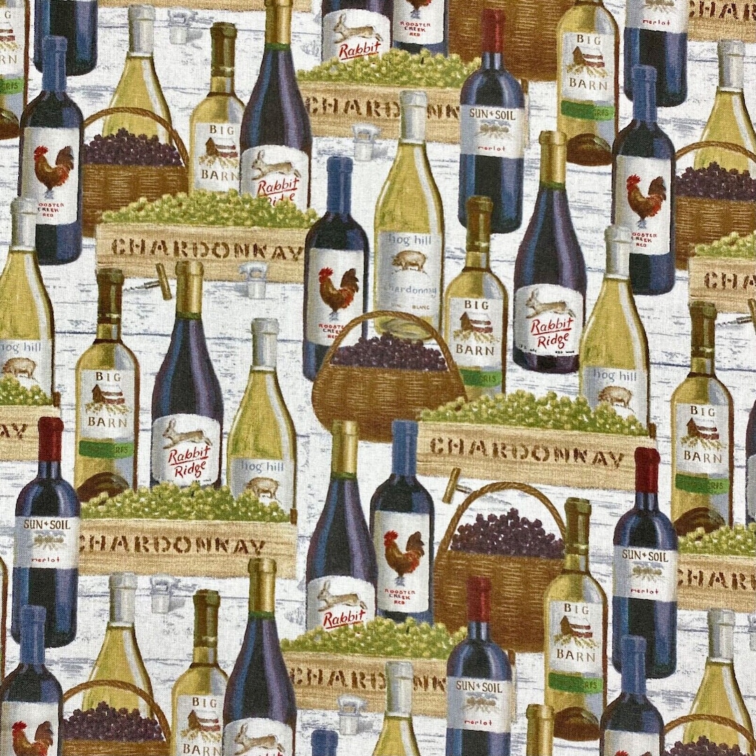 Red Wine Vintners Recess by Emily Adams Wine Farm Nursery Sewing Fabric ...