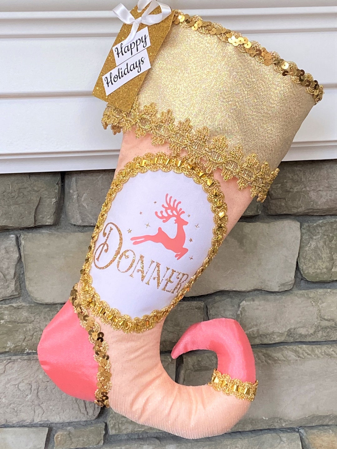 Santa's Reindeer Donner Christmas Stocking - Etsy