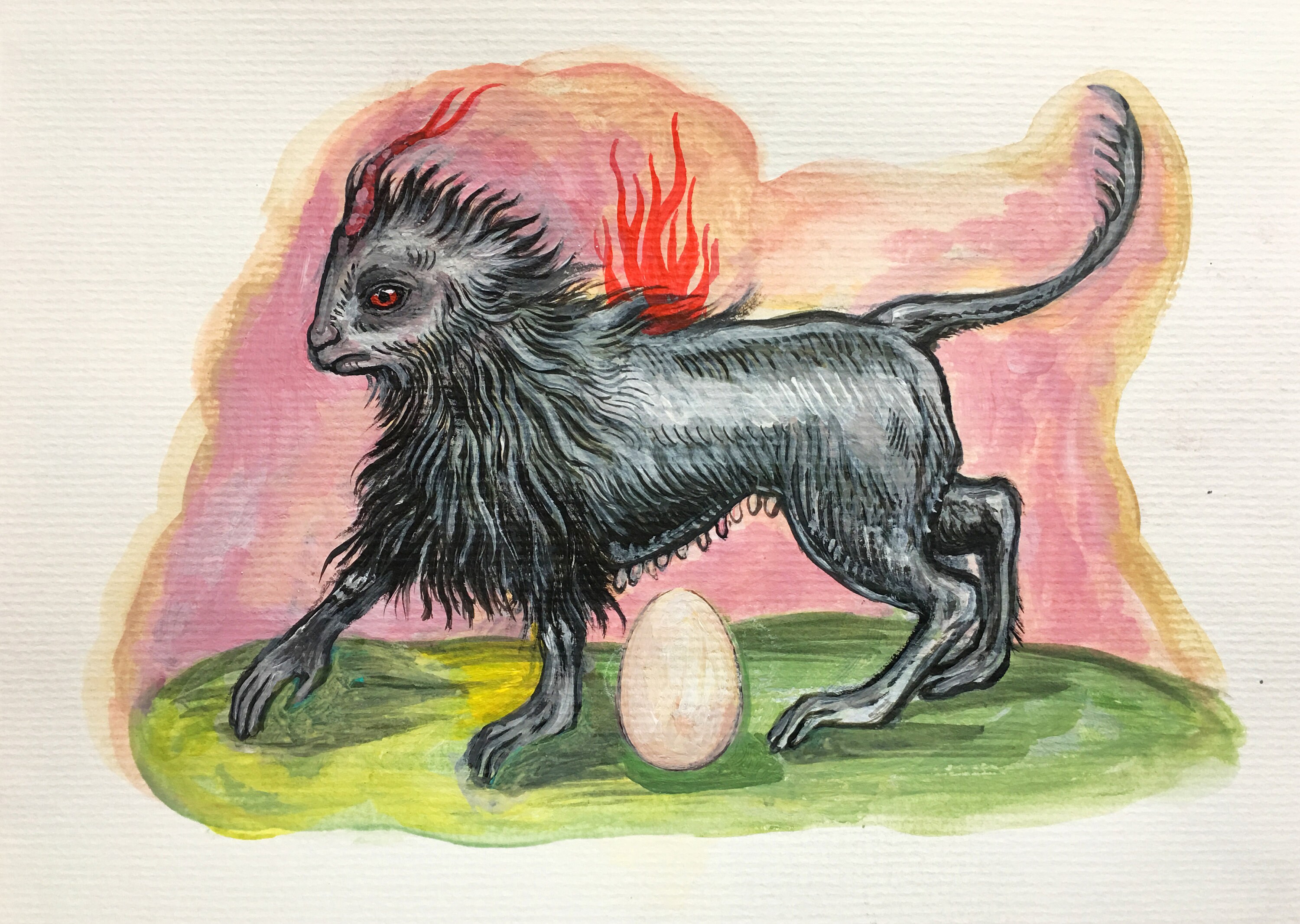 Lion Chimera / Cosmic Egg, Original Art Work, Acrylic on Watercolor Paper 220 Gsm, 6x8.2 - Etsy