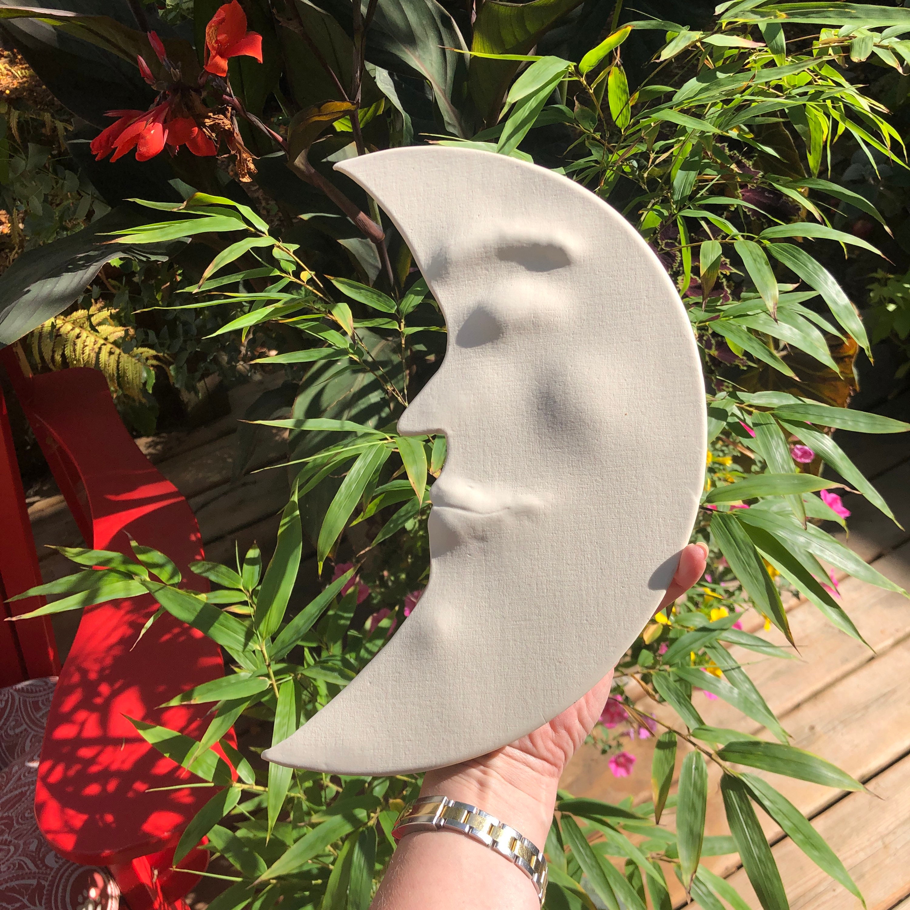Porcelain Moon Wall Hanging-garden art-moon art-man in the moon-garden ...