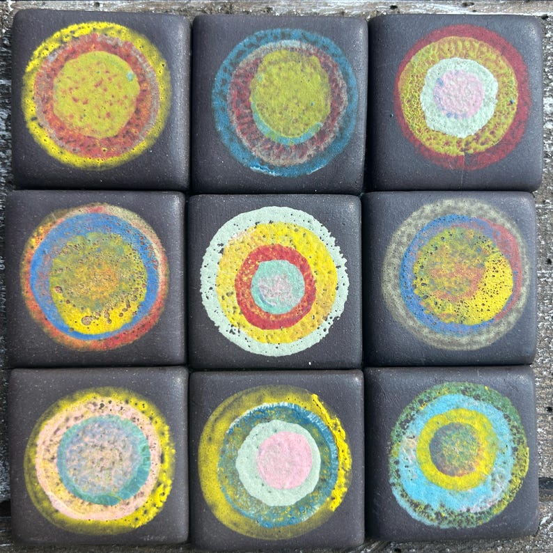 Circle Artisan Custom Tile-artisan Funky Circle-kandinsky Tile-bold ...