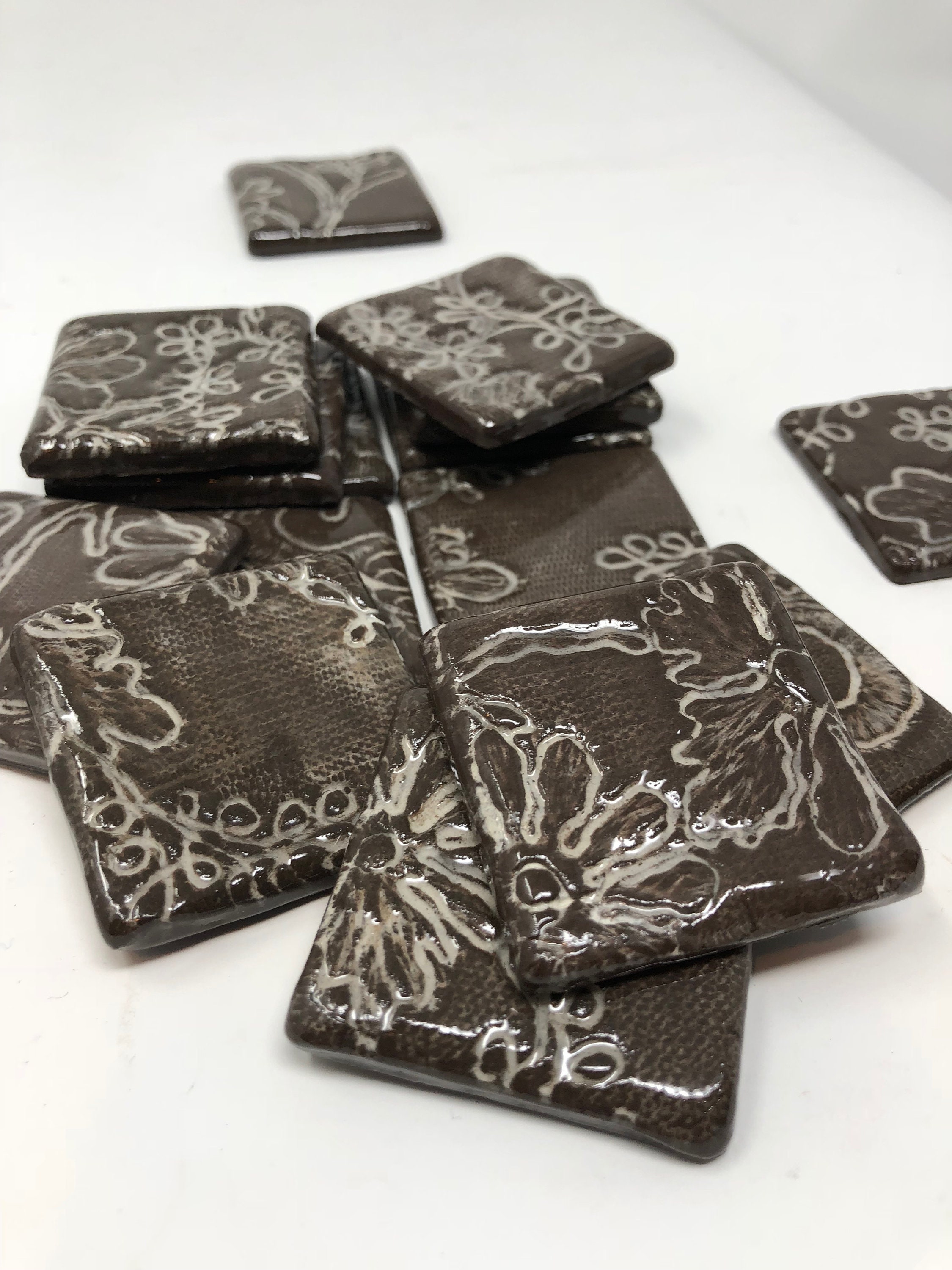 15 Tiles - Ceramic Tiles - Handmade Tiles - Clay tiles - Pottery Tiles