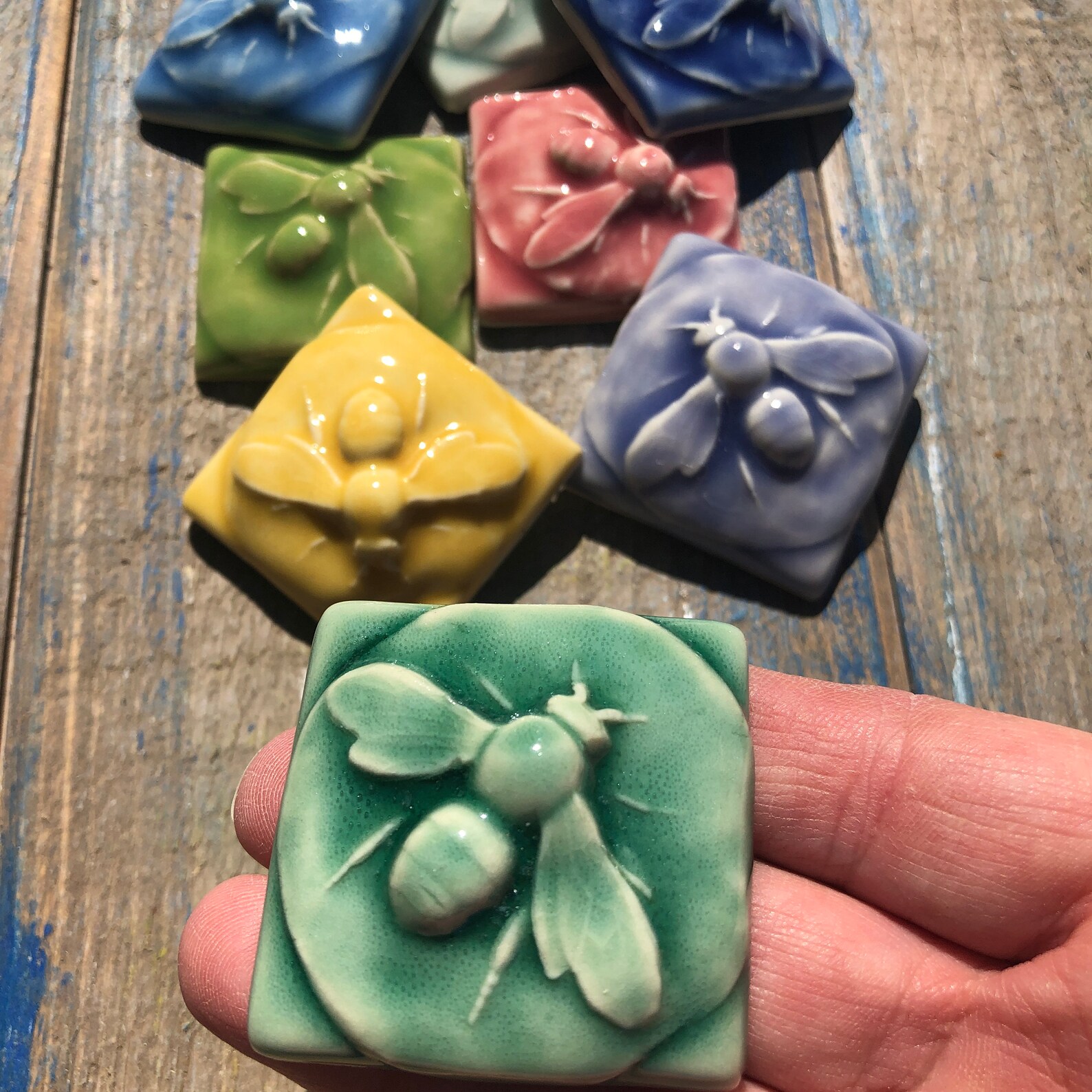 Porcelain Bee Artisan Tile-bee Tile-handmade Tile-relief - Etsy