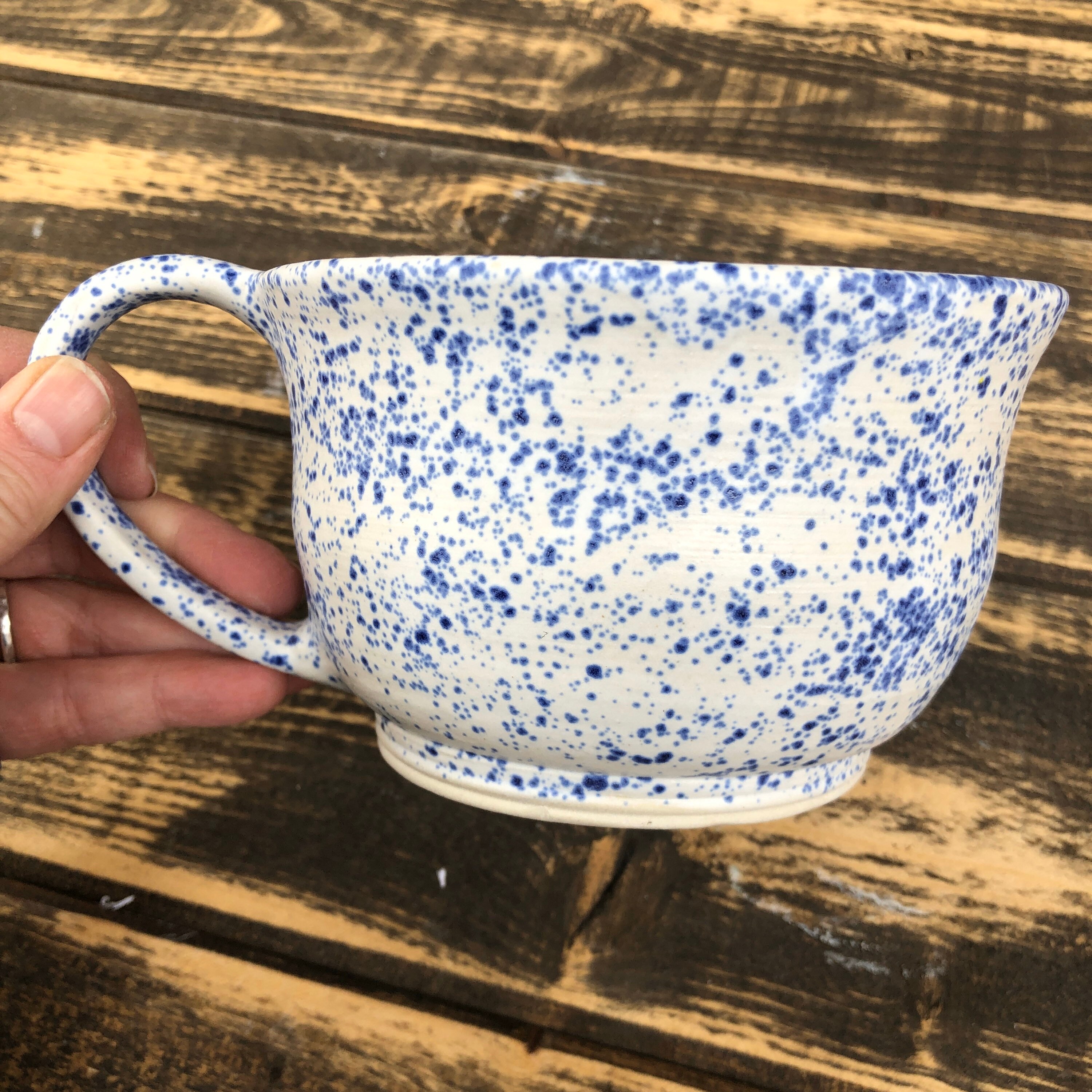Blue and White Splatter Ware Pottery Cup-Blue Pottery mug-Blue and ...
