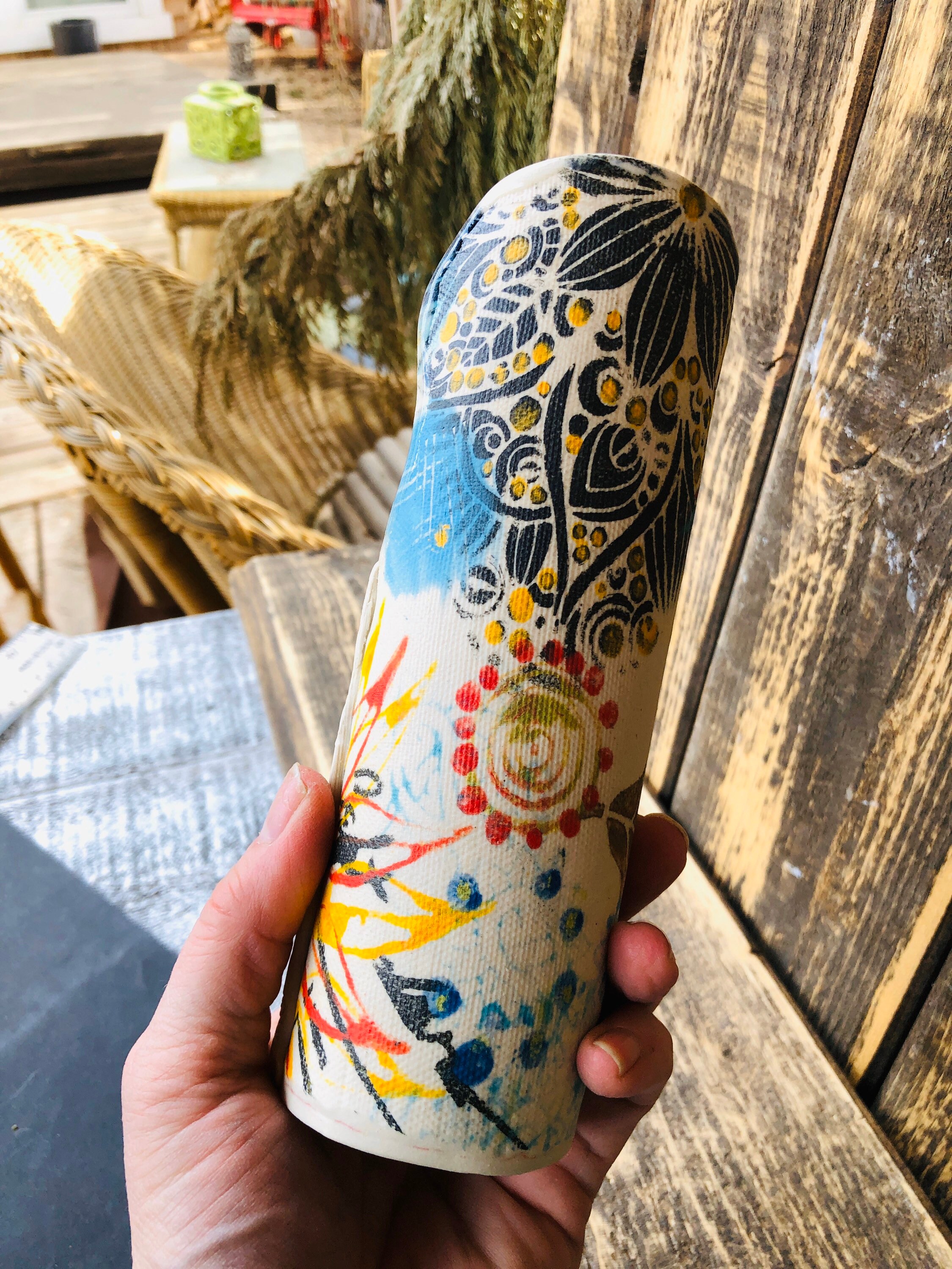 Vibrant Summer Porcelain Vase with cutaway -pottery vase-one of a kind ...