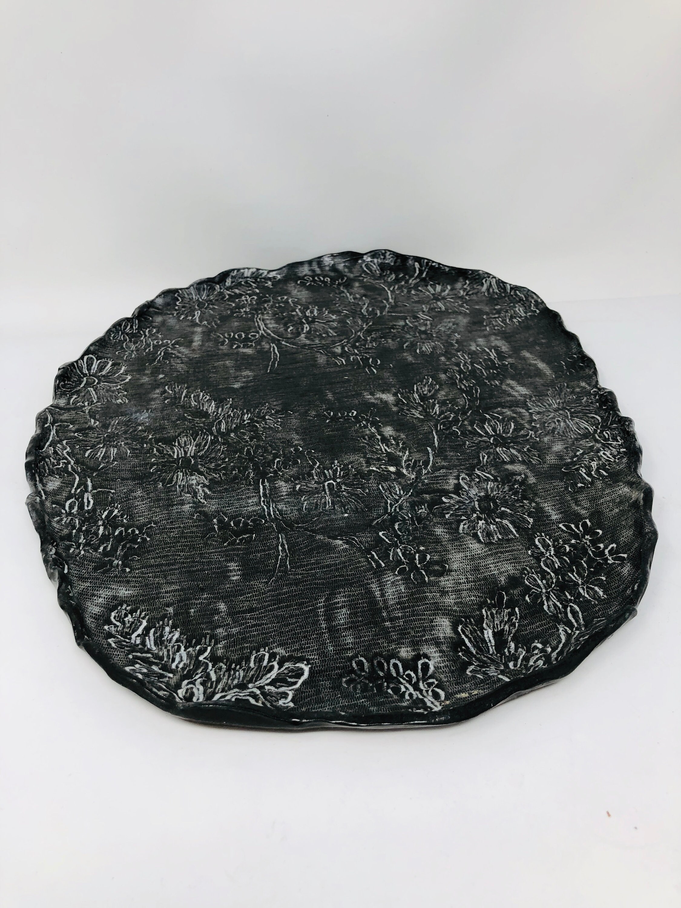 Black Clay Pottery Platter - Large Platter-hors d'oeuvre tray - Large ...