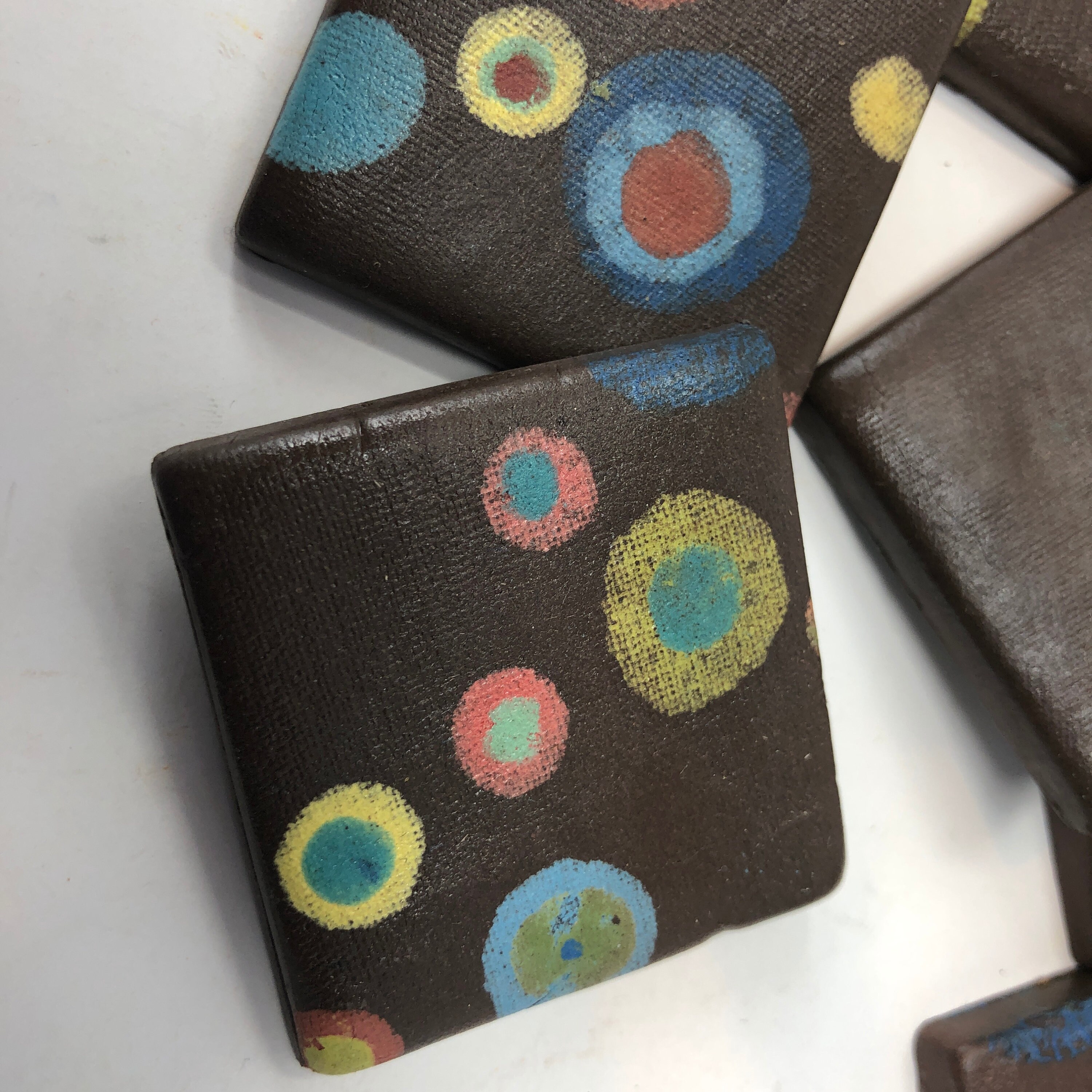 Spot On set of 24 Tiles-handmade tiles set- Hand Painted tile-Black ...