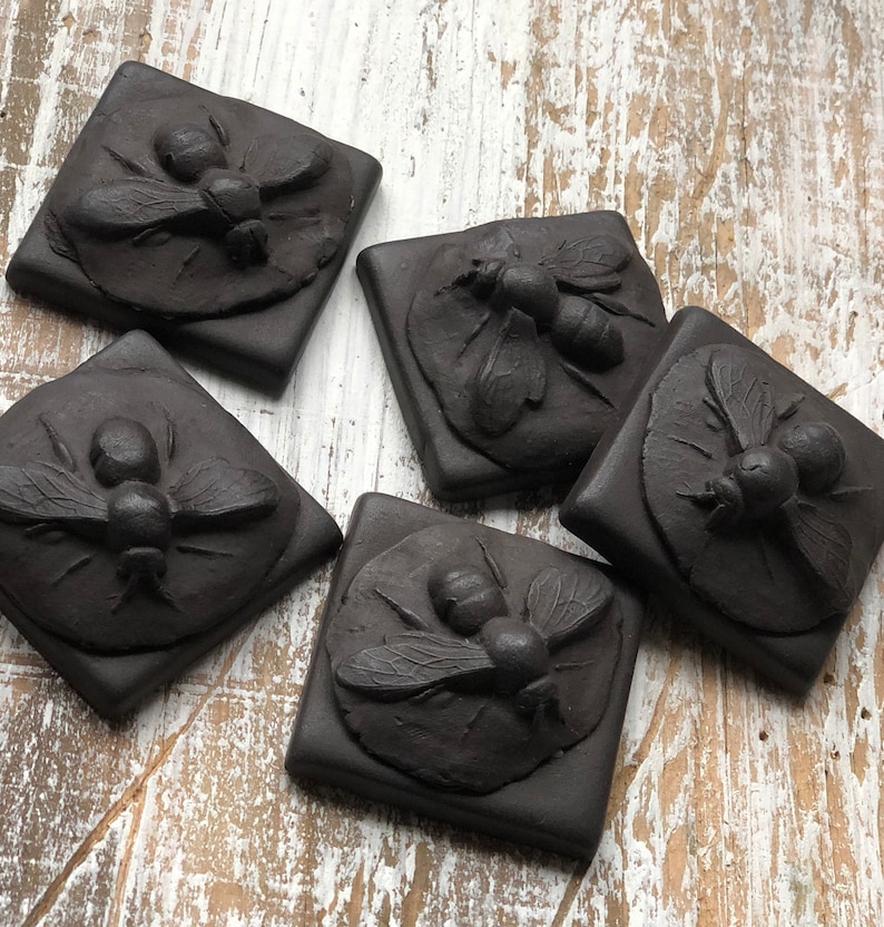 Artisan "bee Black" Artisan Handmade Tile-handpainted Tile-bee Tile ...