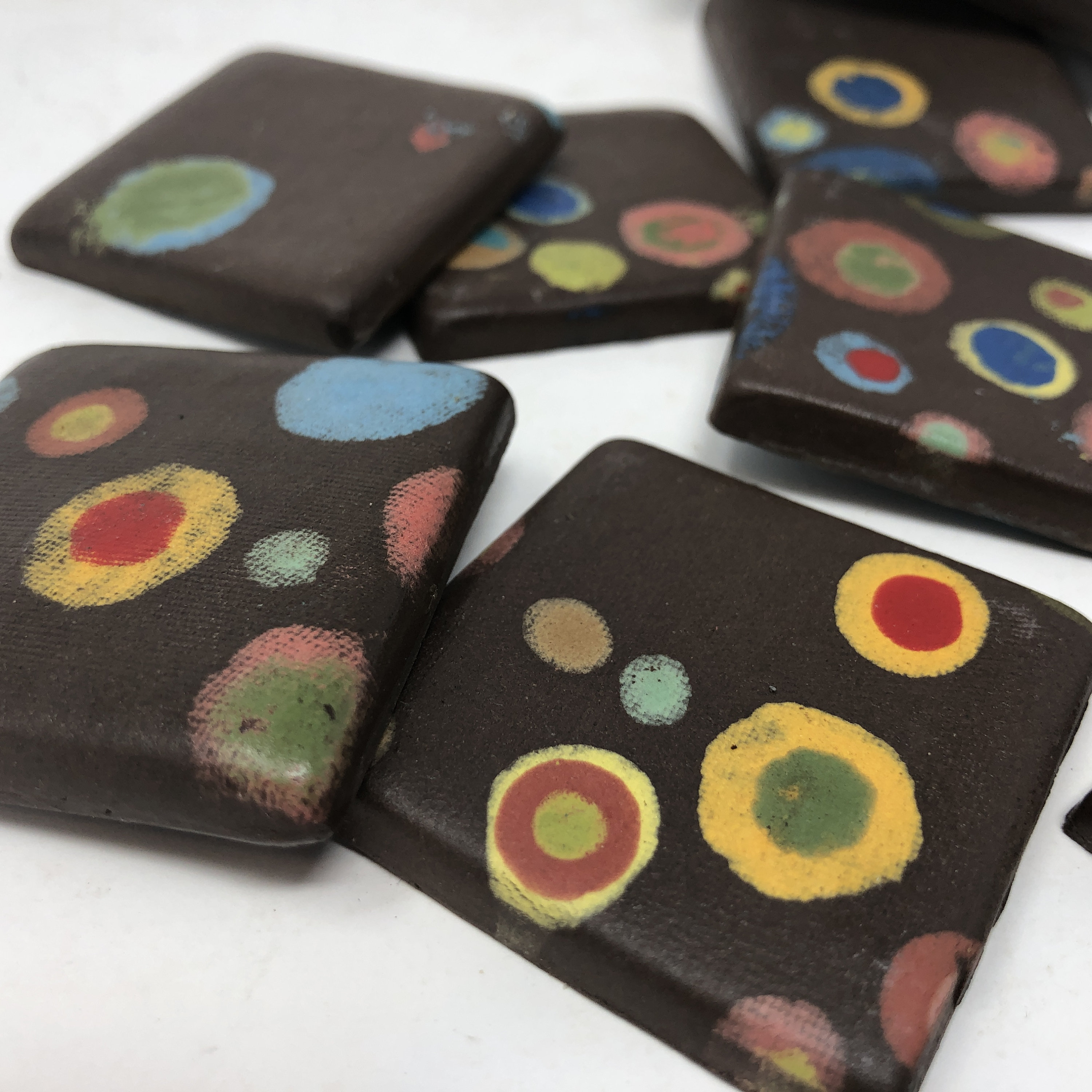 Spot On set of 24 Tiles-handmade tiles set- Hand Painted tile-Black ...