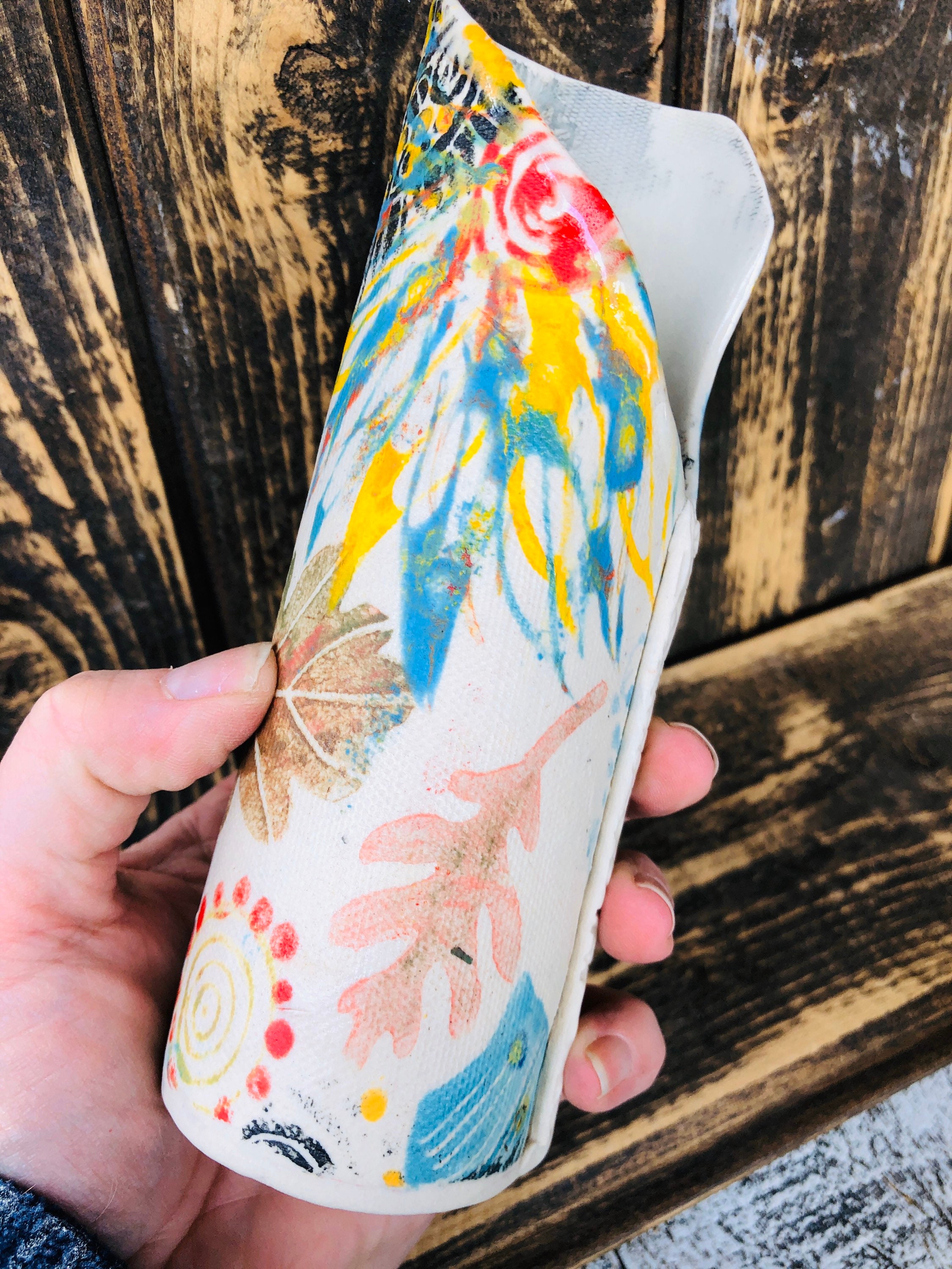 Vibrant Summer Porcelain Vase with cutaway -pottery vase-one of a kind ...