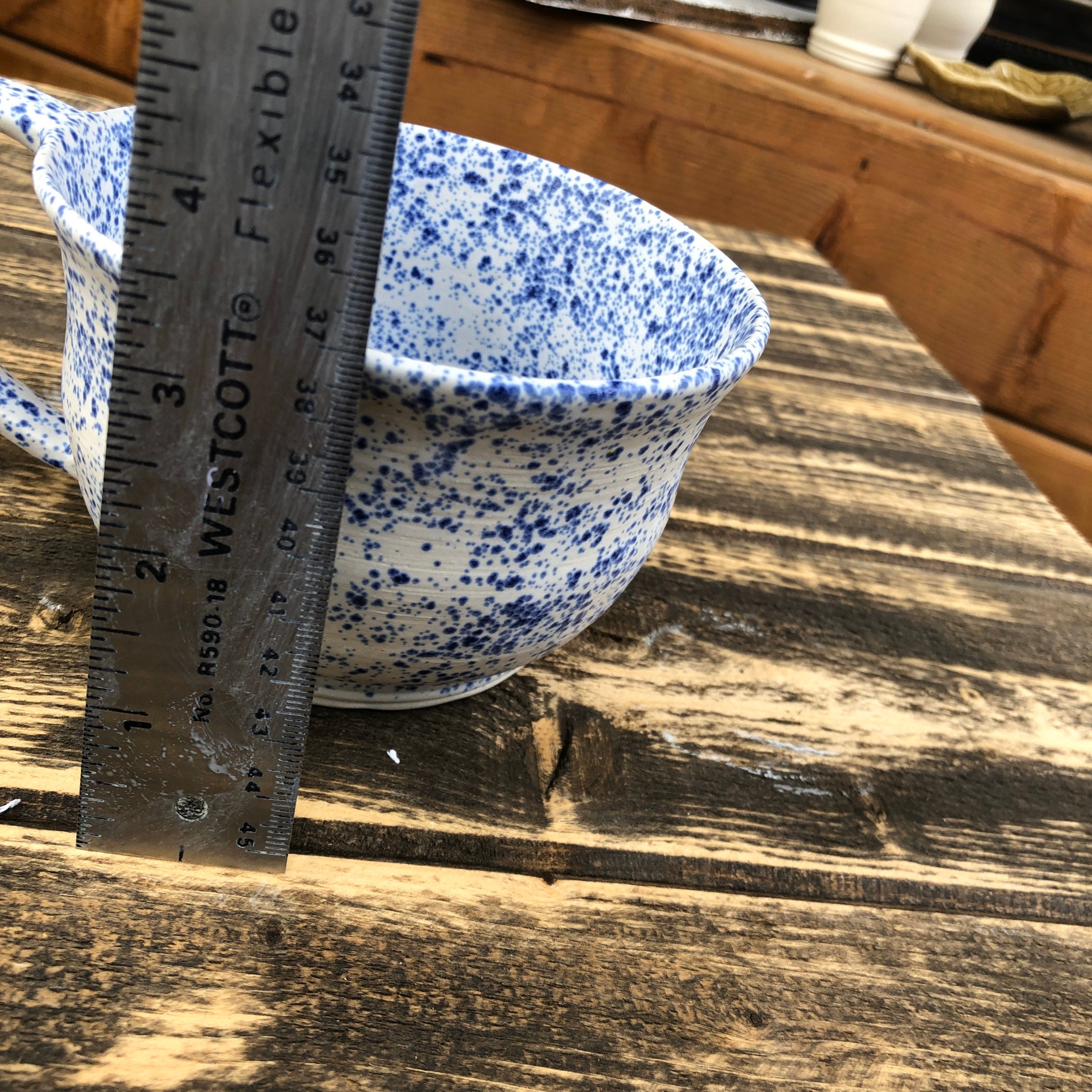 Blue and White Splatter Ware Pottery Cup-Blue Pottery mug-Blue and ...