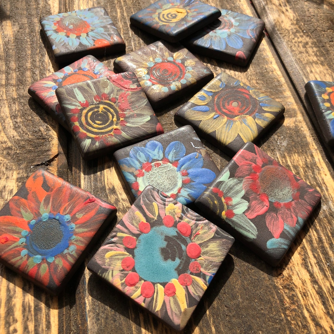 Artisan 'vivid Garden' Handmade Tile-handpainted Tile-flower Tile ...