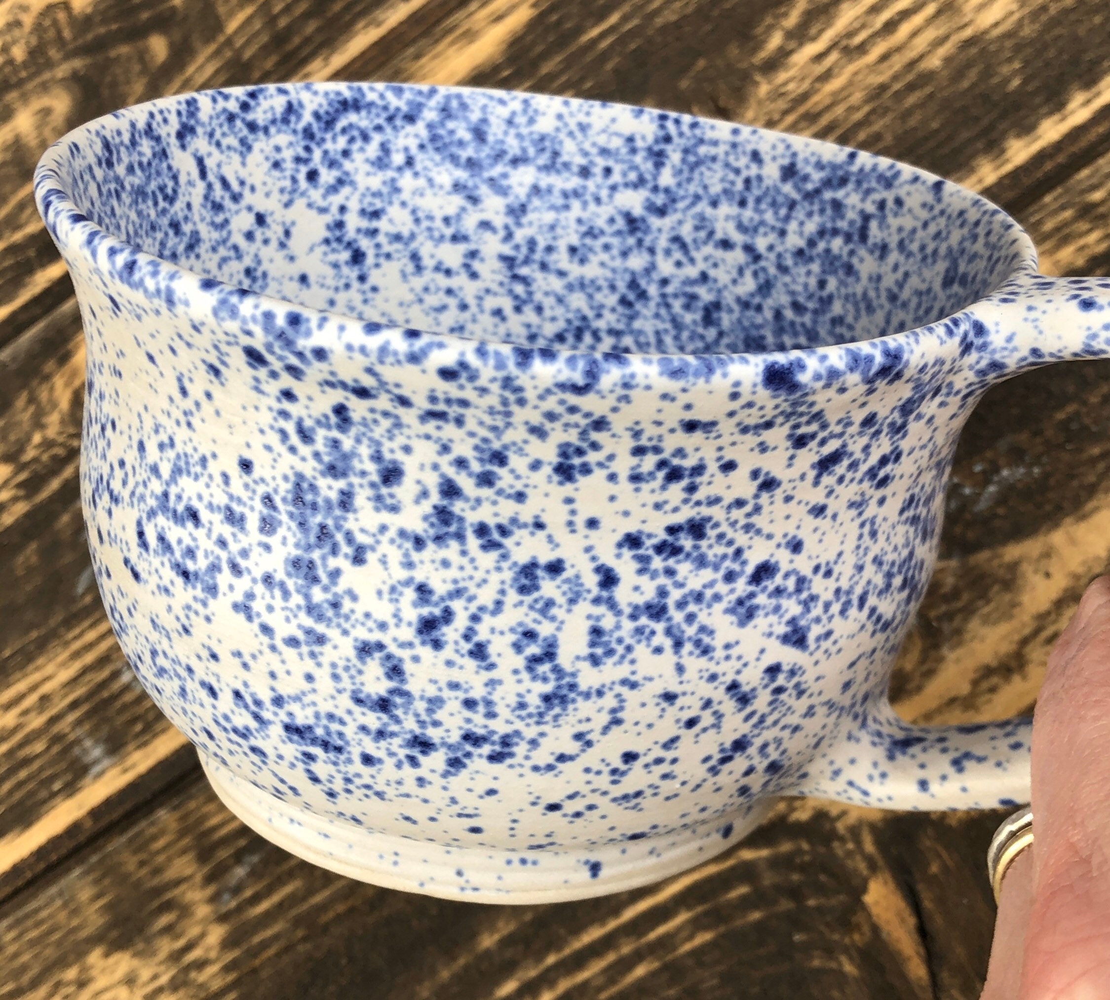 Blue and White Splatter Ware Pottery Cup-Blue Pottery mug-Blue and ...