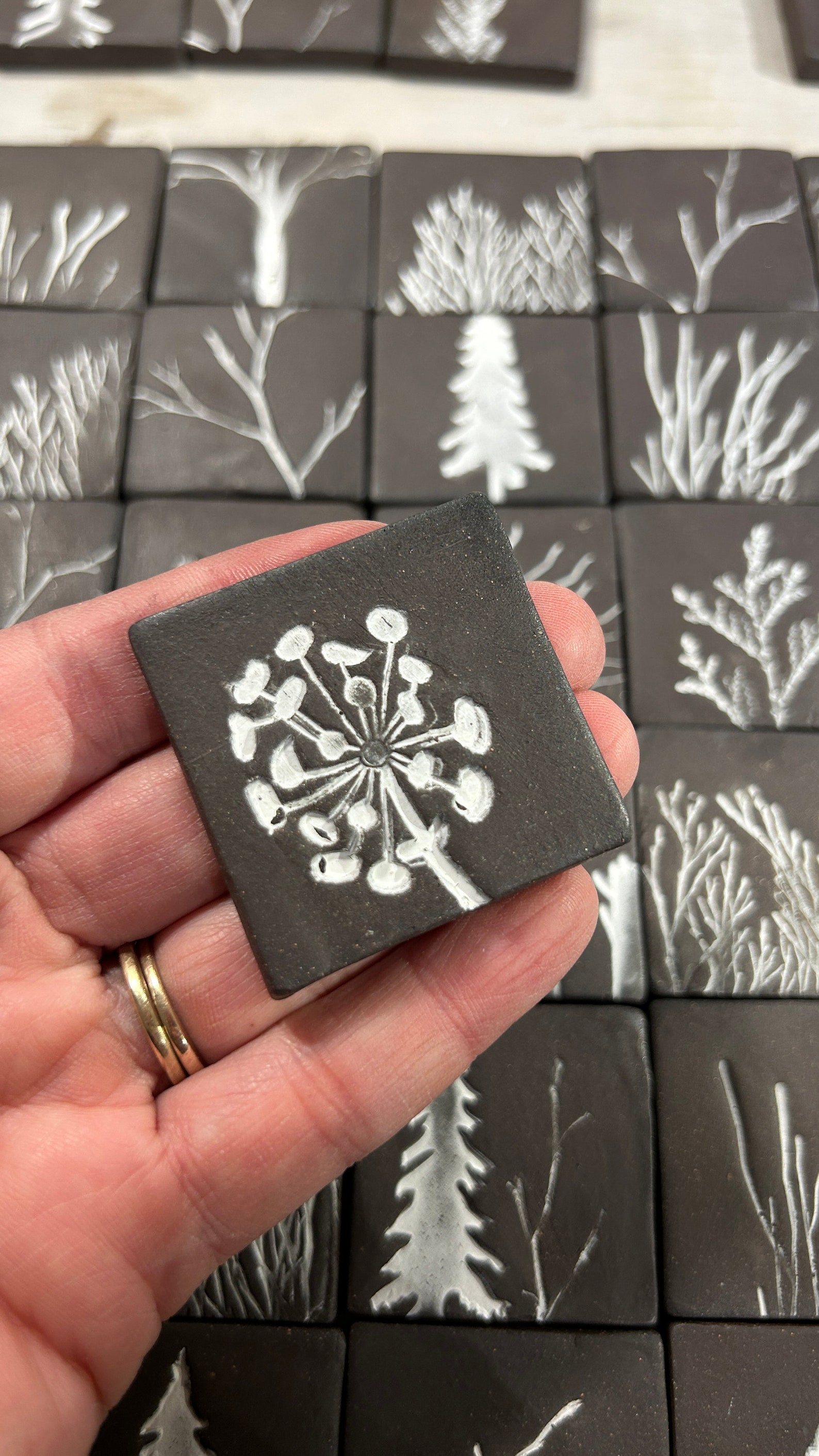 Moonlight Frost Artisan Tiles-black and White Tiles-handmade Tile-funky ...