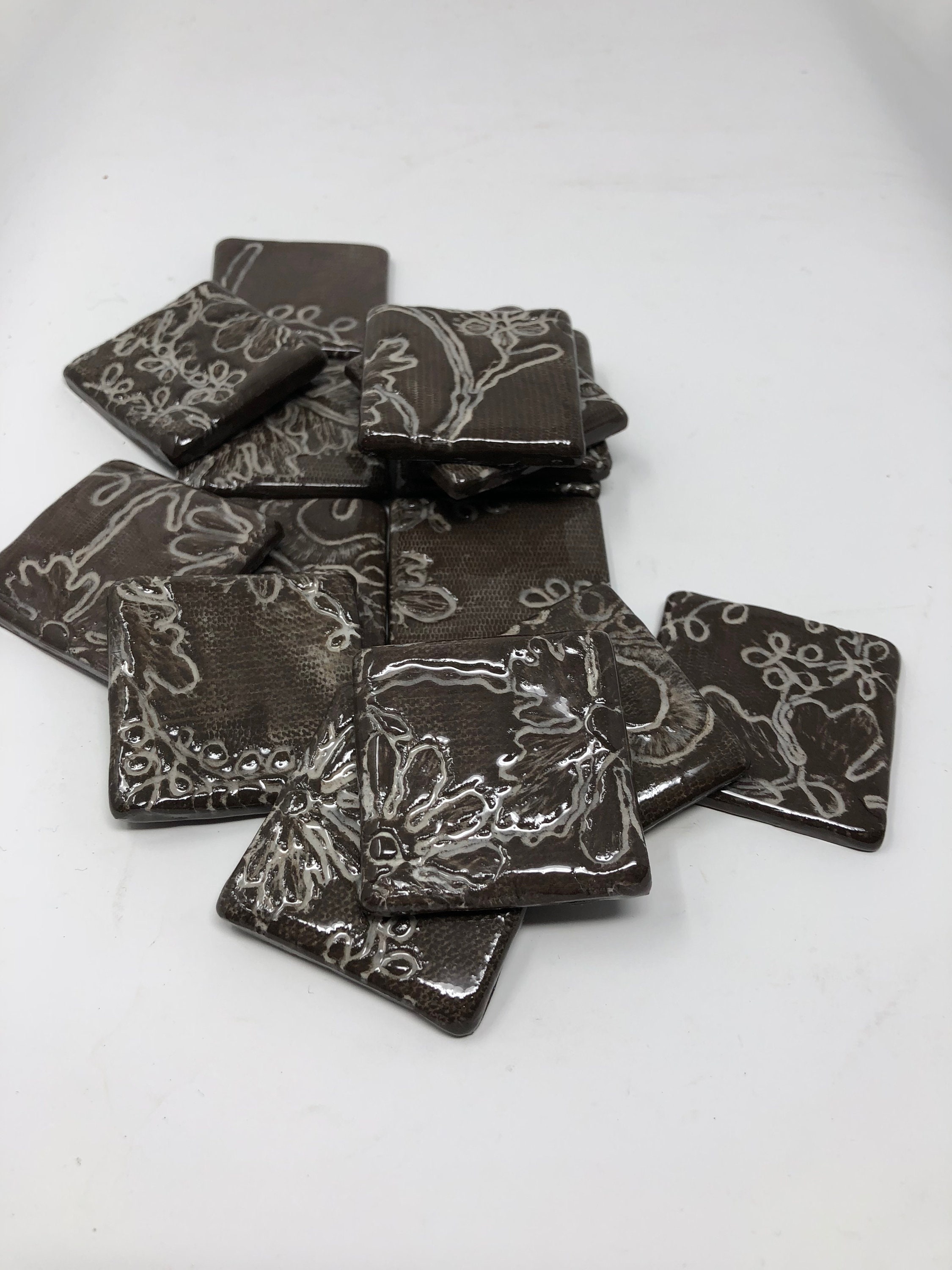 15 Tiles - Ceramic Tiles - Handmade Tiles - Clay tiles - Pottery Tiles