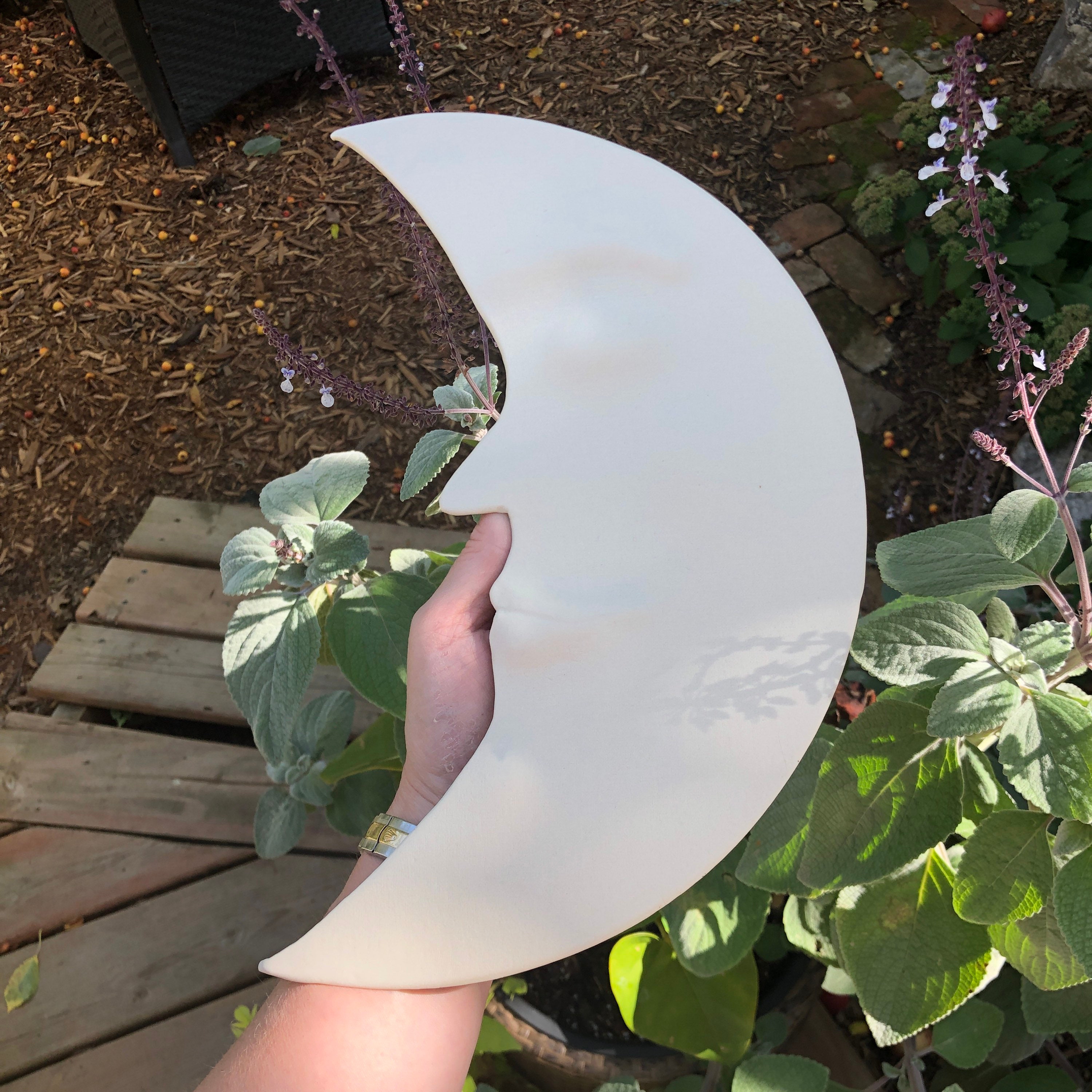 Porcelain Moon Wall Hanging-garden art-moon art-man in the moon-garden ...