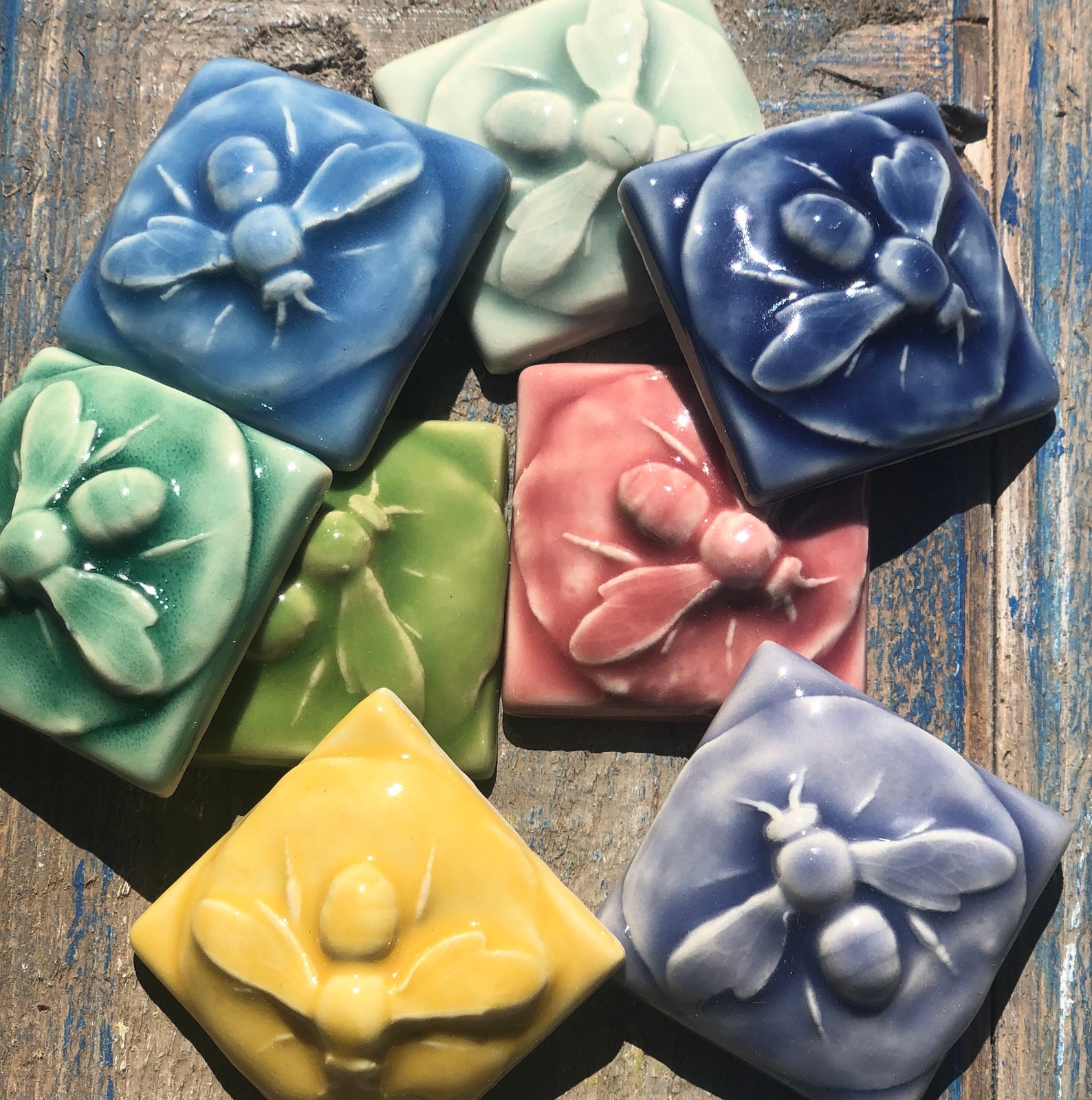 Porcelain Bee Artisan Tile-bee Tile-handmade Tile-relief - Etsy
