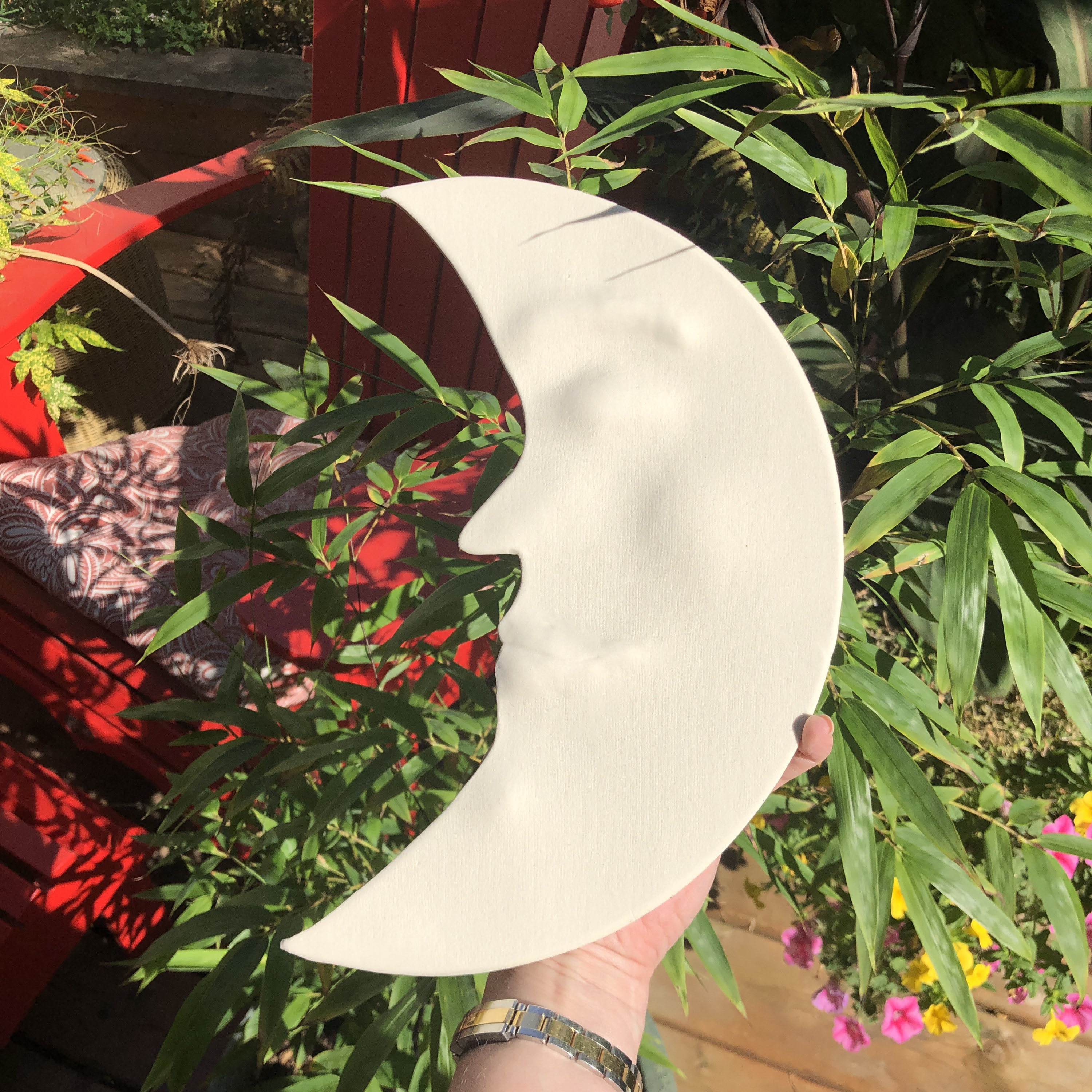Porcelain Moon Wall Hanging-garden art-moon art-man in the moon-garden ...