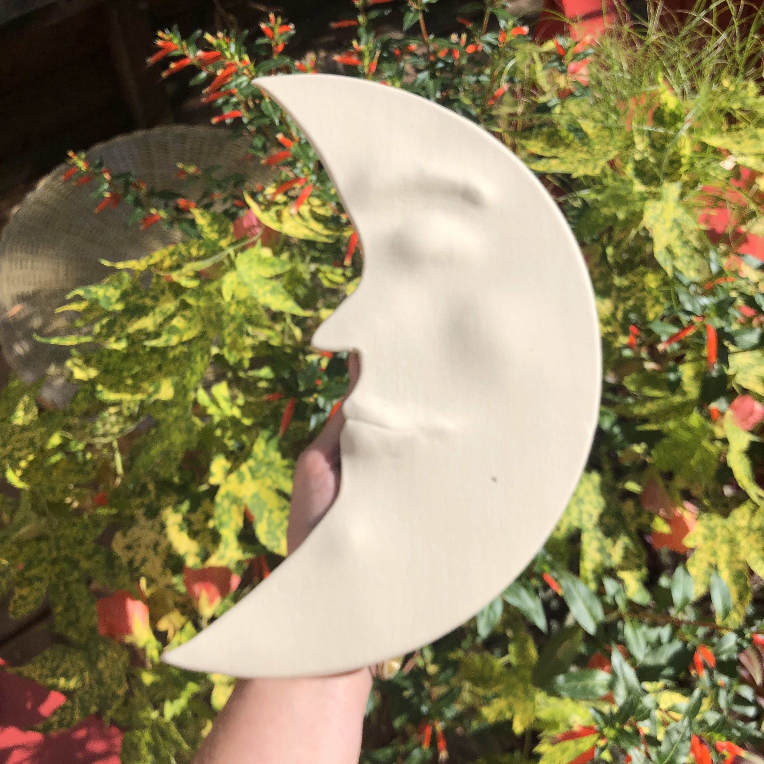 Porcelain Moon Wall Hanging-garden art-moon art-man in the moon-garden ...