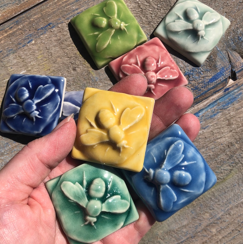 Porcelain Bee Artisan Tile-bee Tile-handmade Tile-relief Tile-bee Tile ...