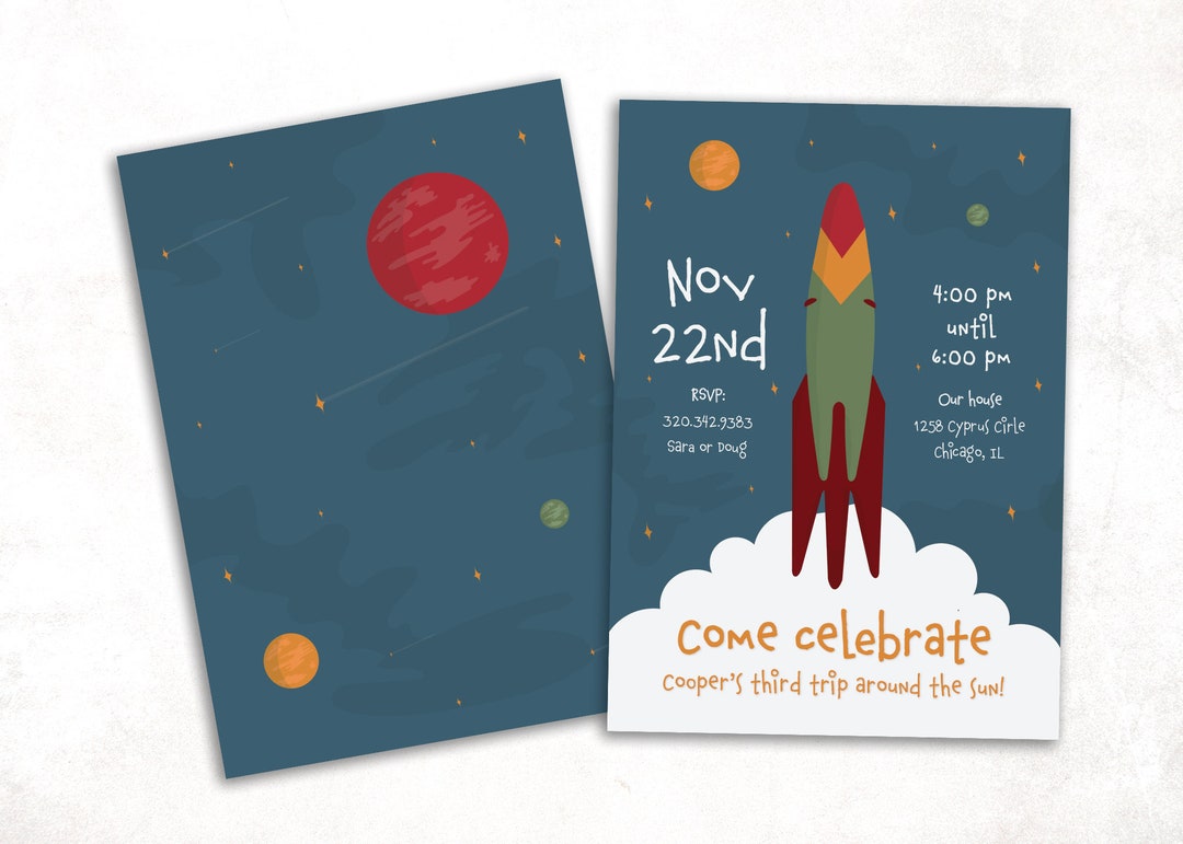 Invitación de cumpleaños espacial Editable Imprimible Astronauta ...