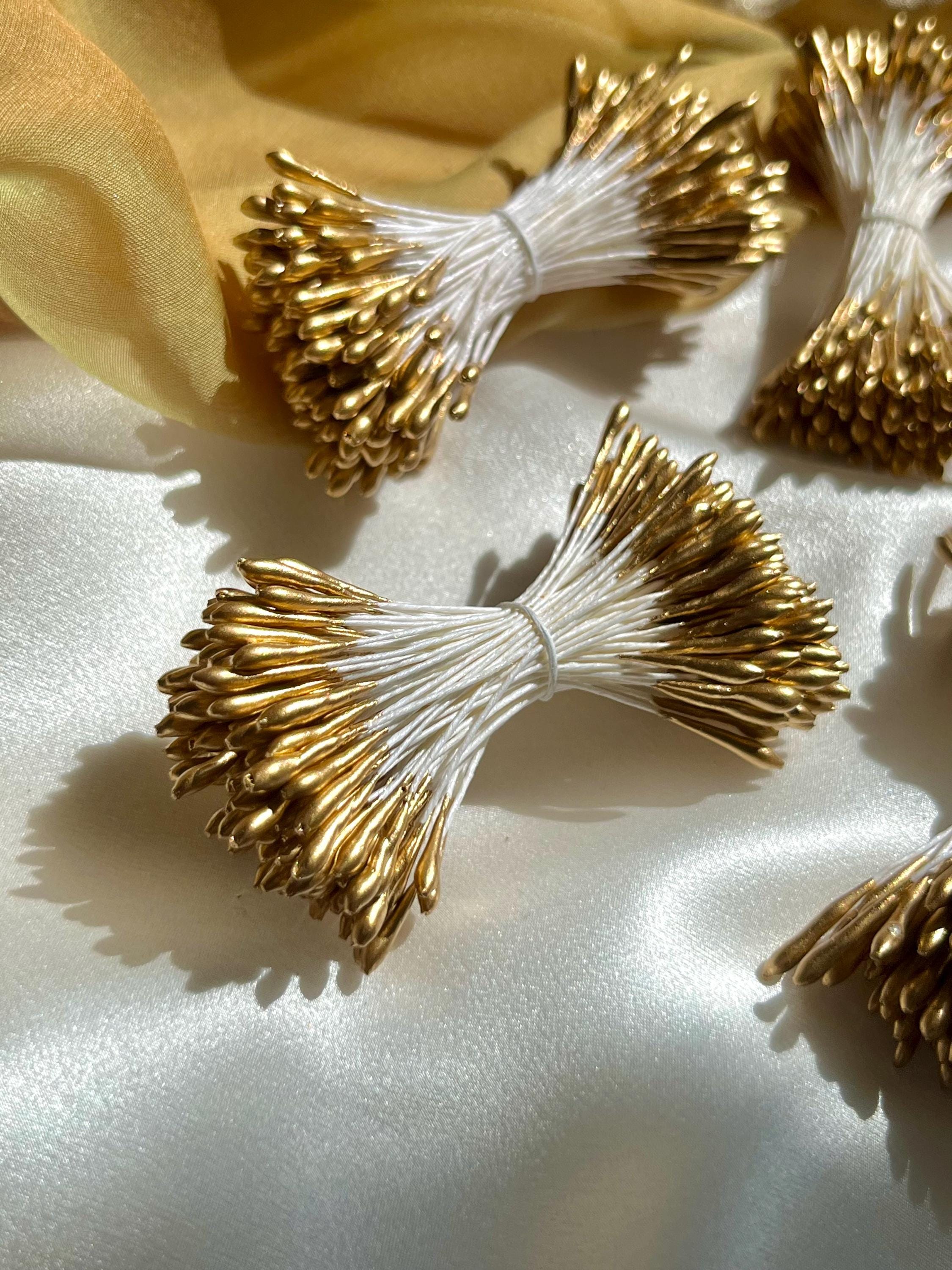 Set of 3&5 Pcs Gold Stamens for Artificial Flowers. Elongated and Round ...