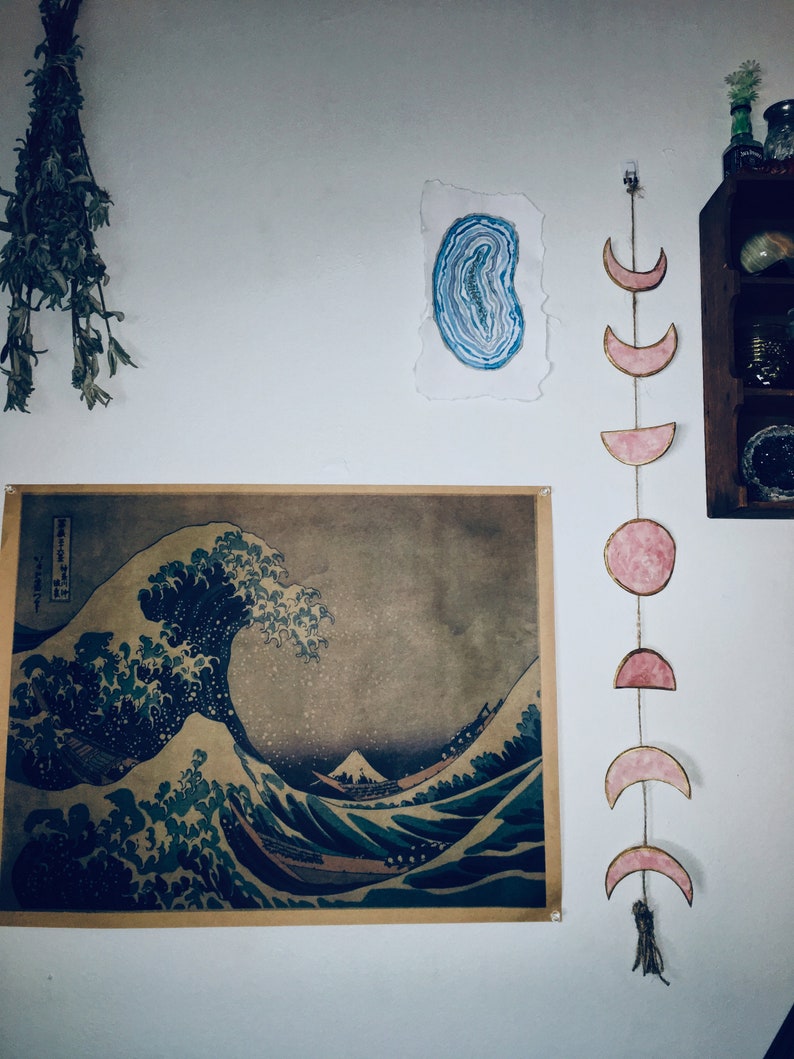 Moon Phases Wall Hanging • Handmade Watercolor Moon Totem - Etsy